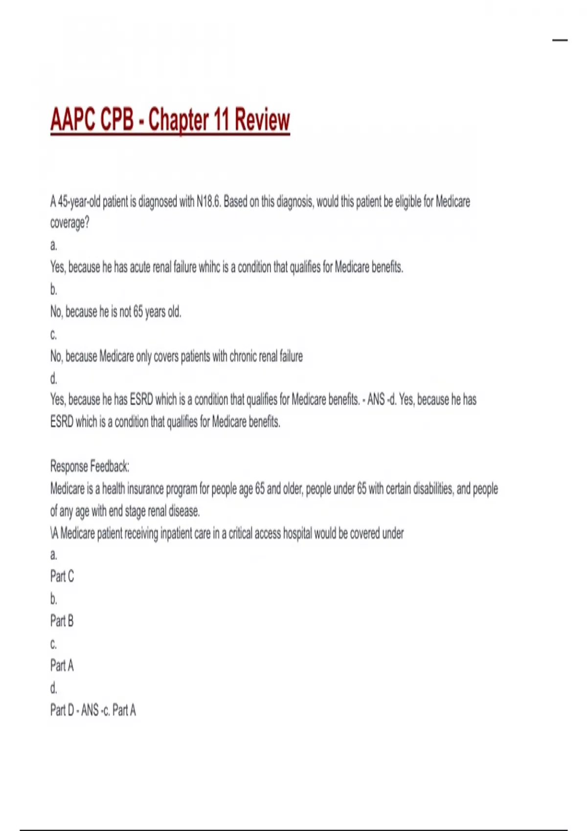 AAPC CPB - Chapter 11 Review Exam 2025/2026 Questions With Completed ...