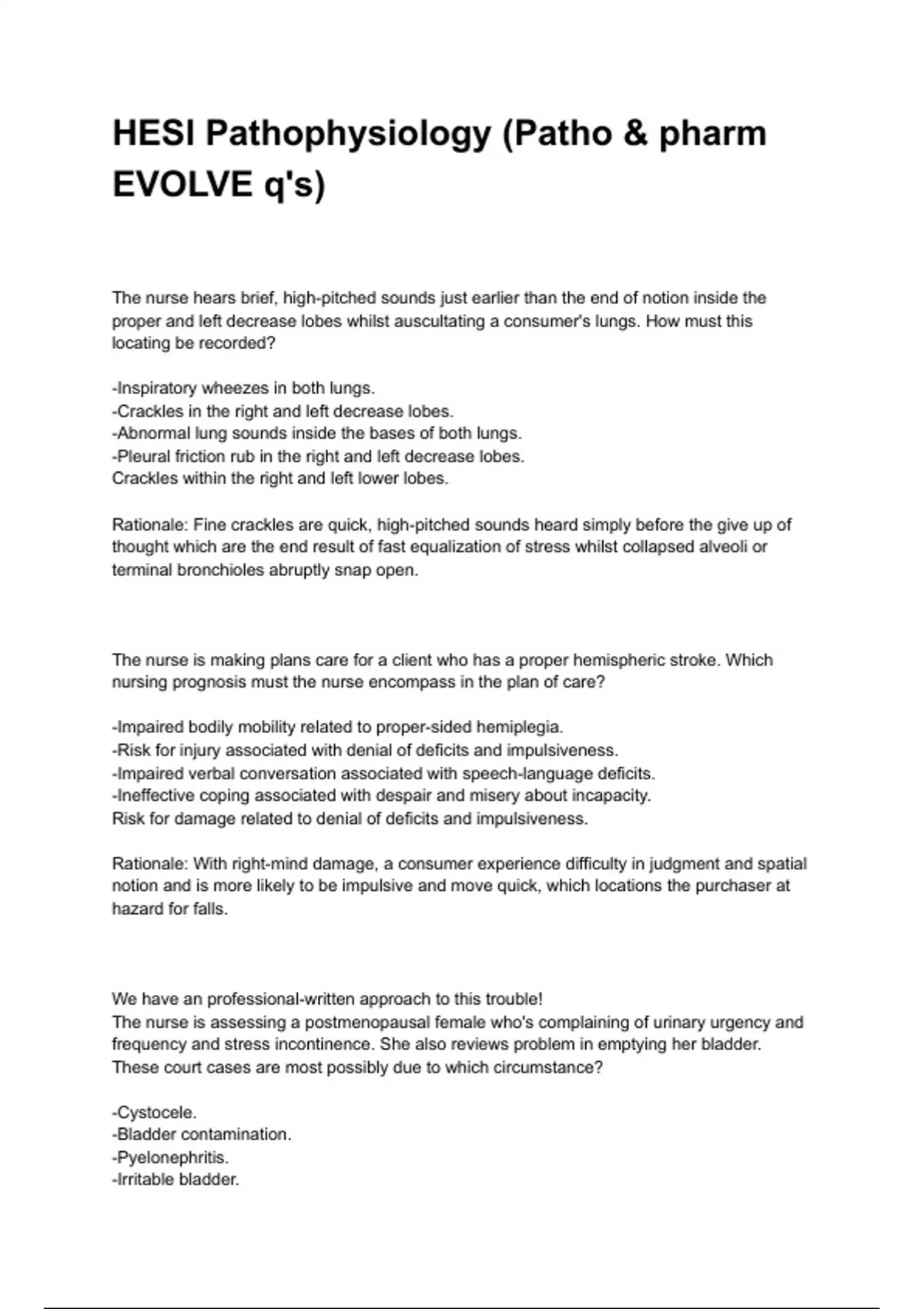 HESI Pathophysiology (Patho & pharm EVOLVE q's) NEWEST 2025/2026 ACTUAL ...