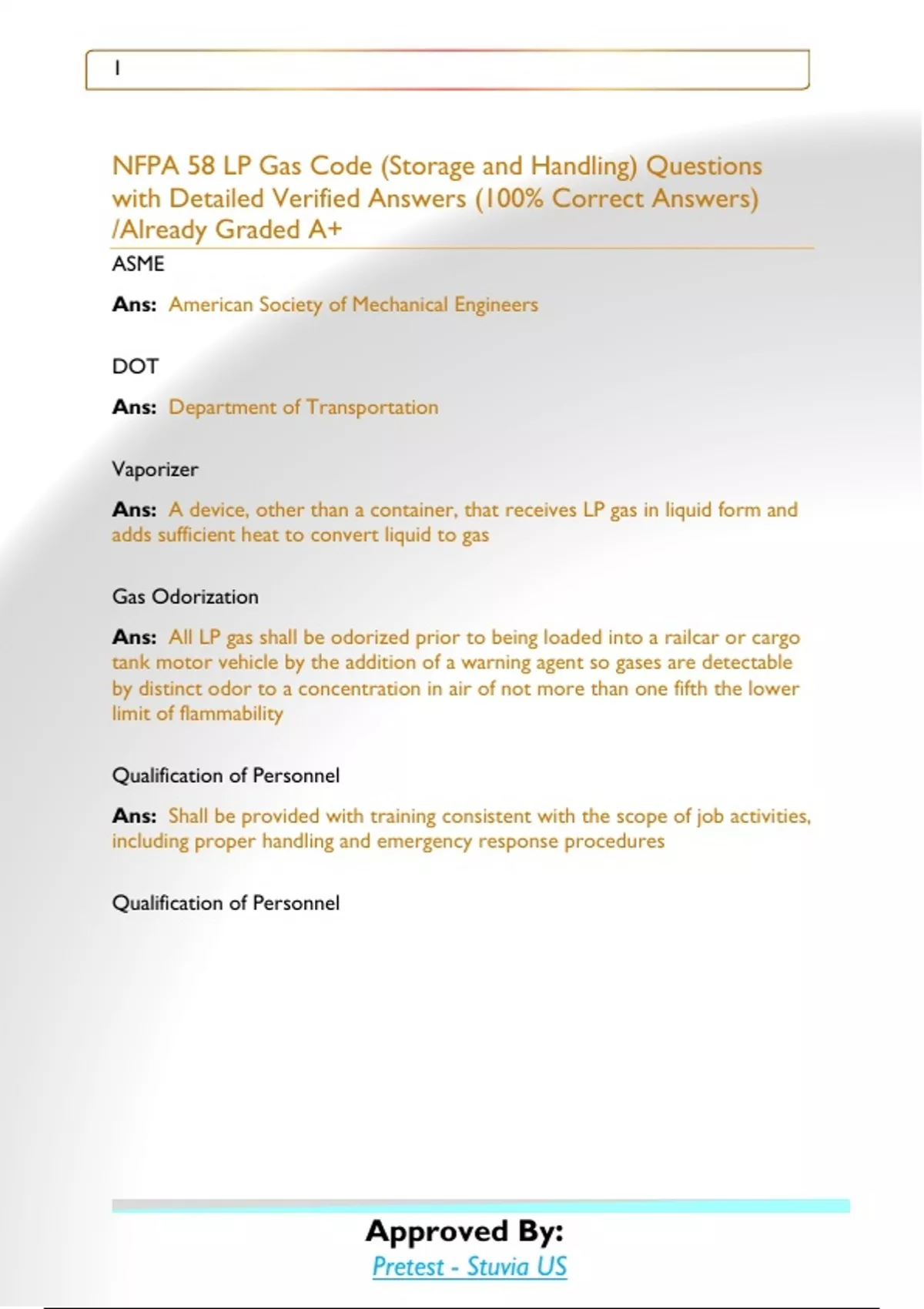 NFPA 58 LP Gas Code (Storage and Handling) Questions with Detailed ...