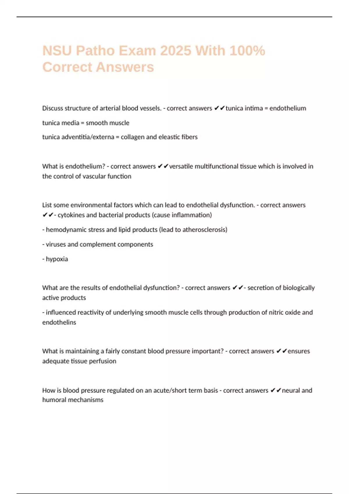 NSU Patho Exam 2025 With 100% Correct Answers - NSU Patho E - Stuvia US