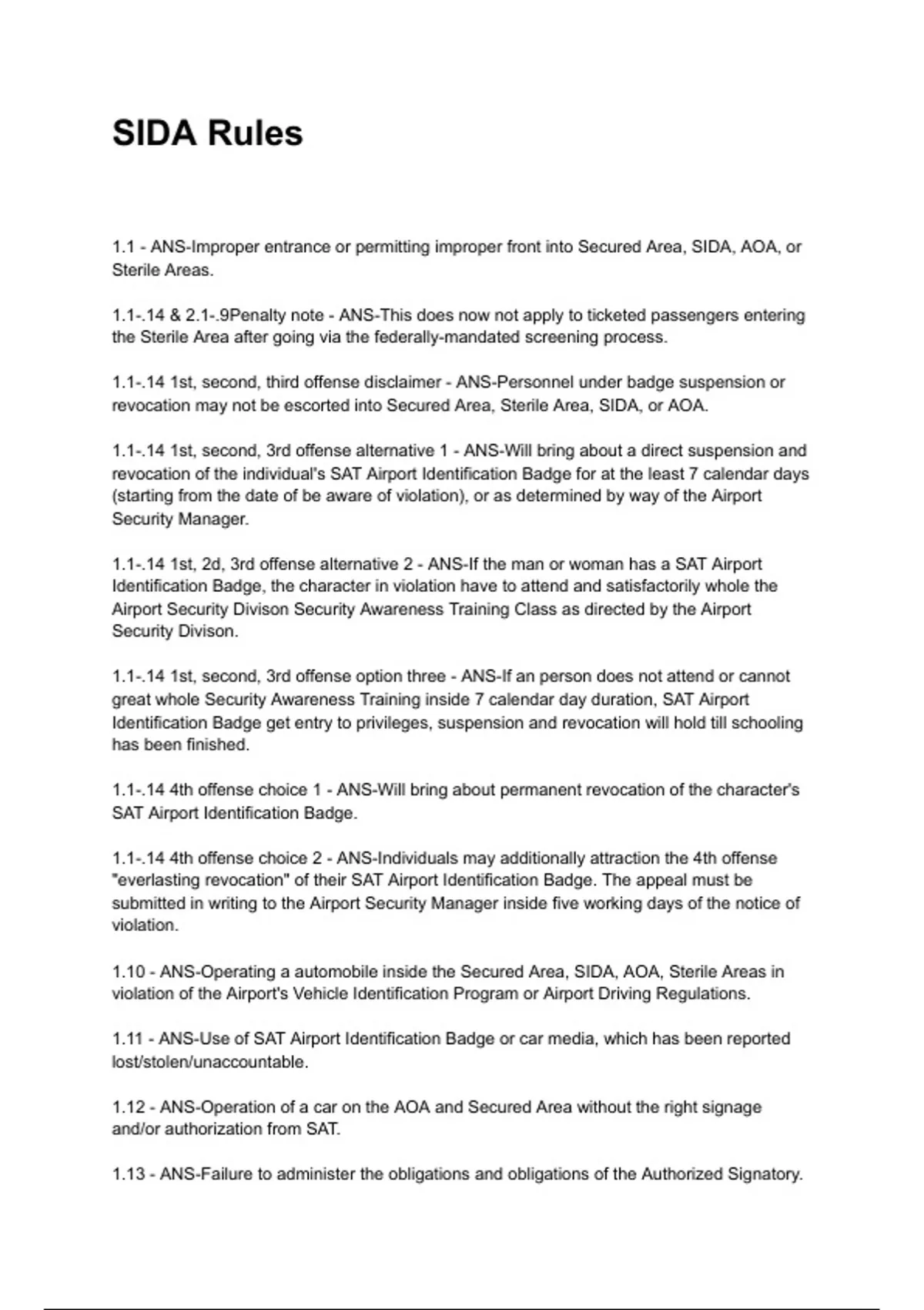 SIDA Rules NEWEST 2025/2026 ACTUAL EXAM COMPLETE QUESTIONS AND CORRECT ...