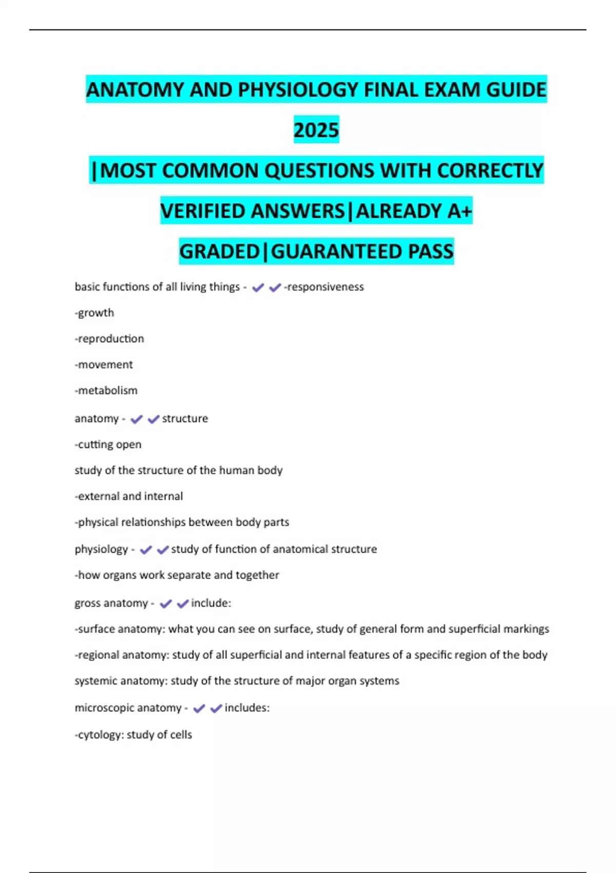 Full-Length Anatomy and Physiology Practice Test | 2025 Version ...