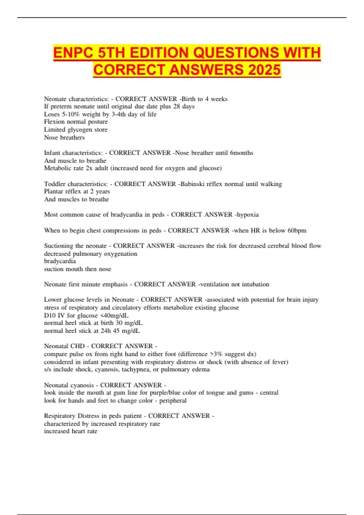 ENPC 5TH EDITION QUESTIONS WITH CORRECT ANSWERS 2025 - ENPC - Stuvia FR
