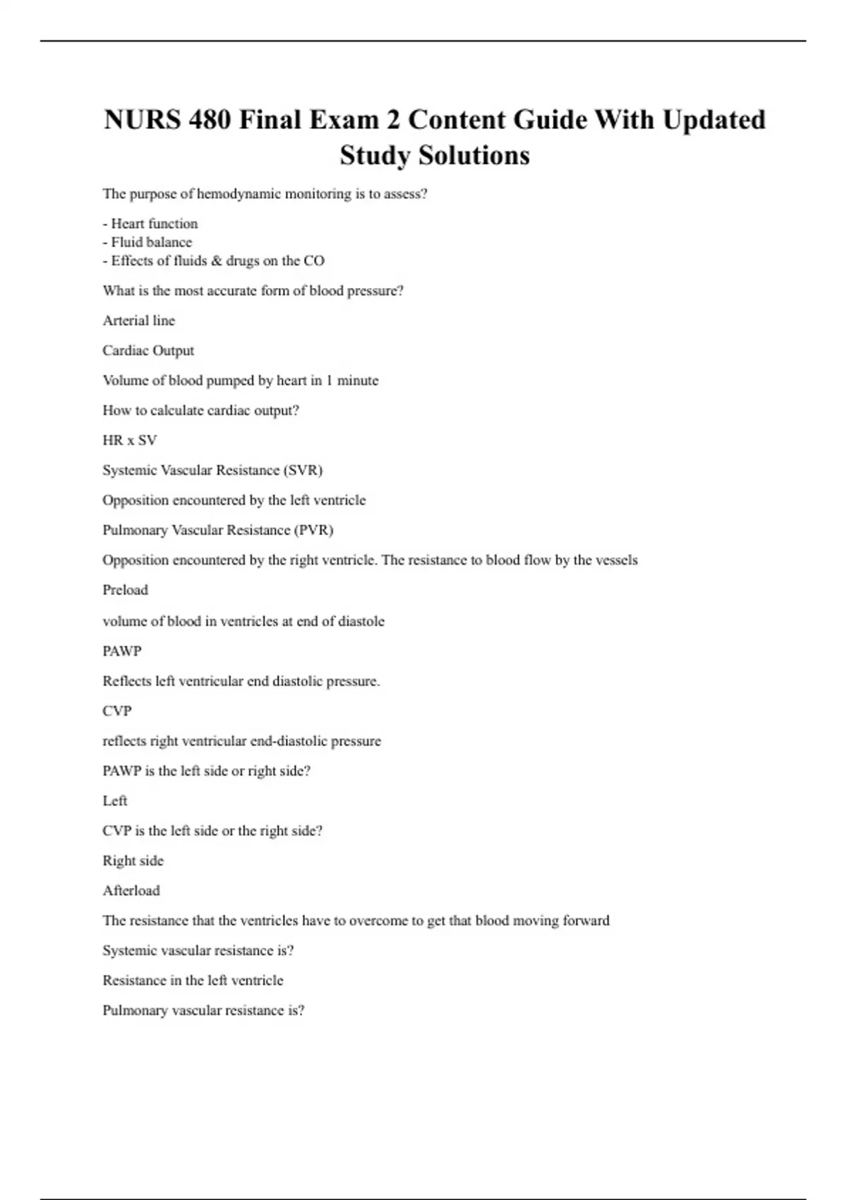 NURS 480 Final Exam 2 Content Guide With Updated Study Solutions - NURS ...