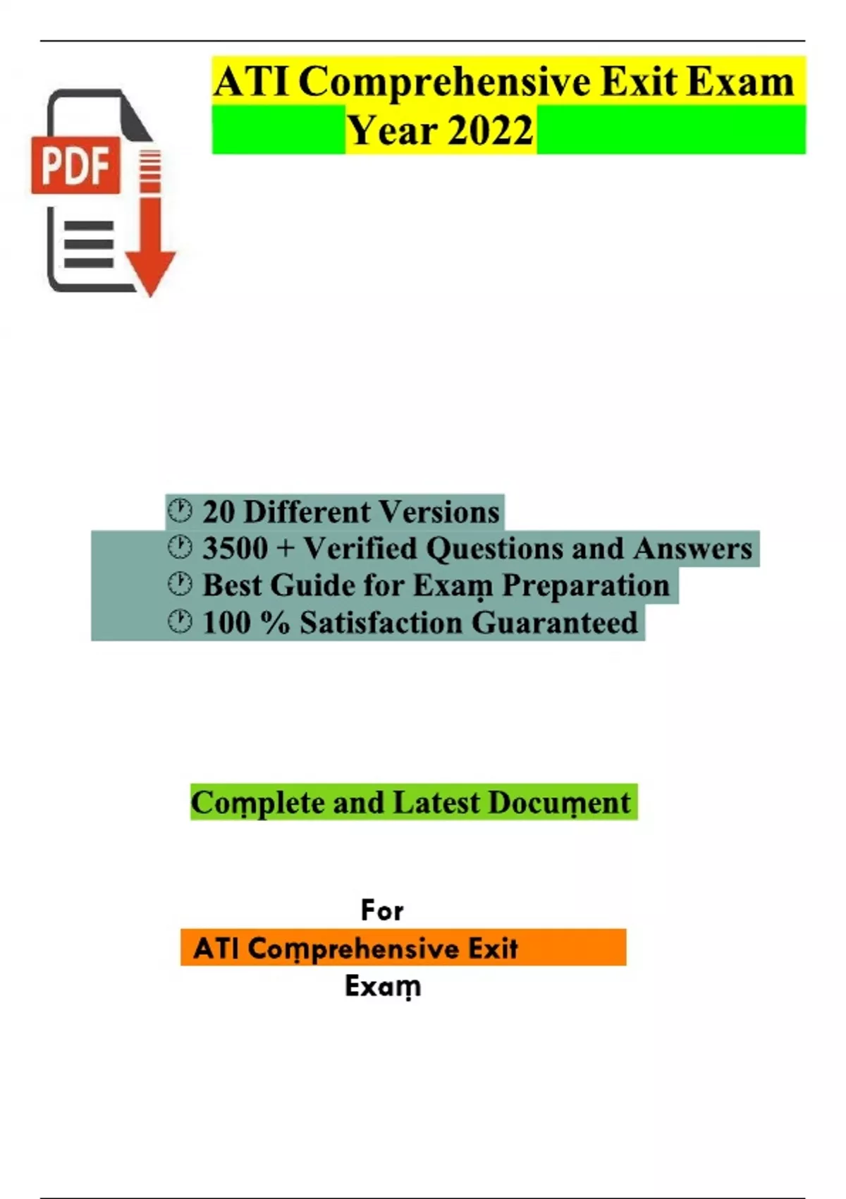ATI Comprehensive Exit Final Exam 2024/2025 Questions With Verified Solutions. ALL BUNDLED HERE ...