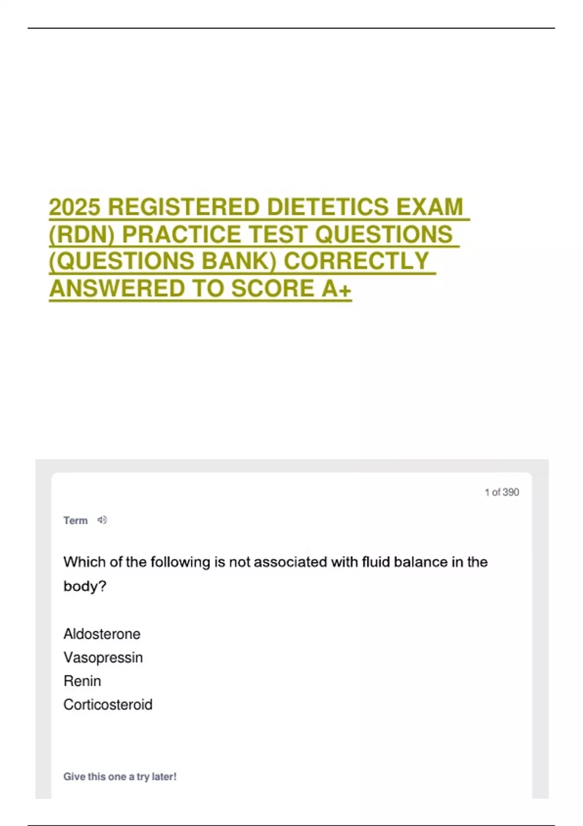 2025 REGISTERED DIETETICS EXAM (RDN) PRACTICE TEST QUESTIONS (QUESTIONS ...
