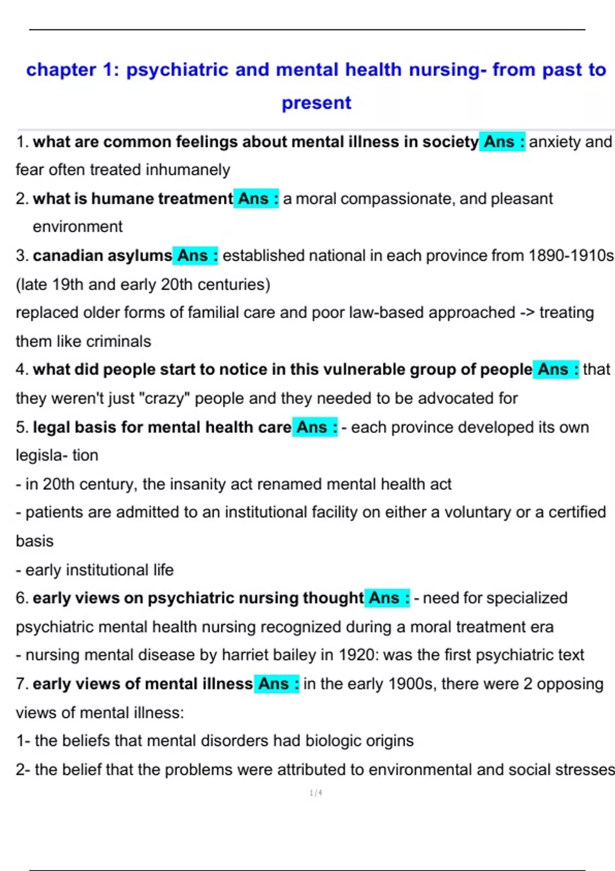 Chapter 1: Psychiatric Mental Health Nursing and Evidence-Based ...