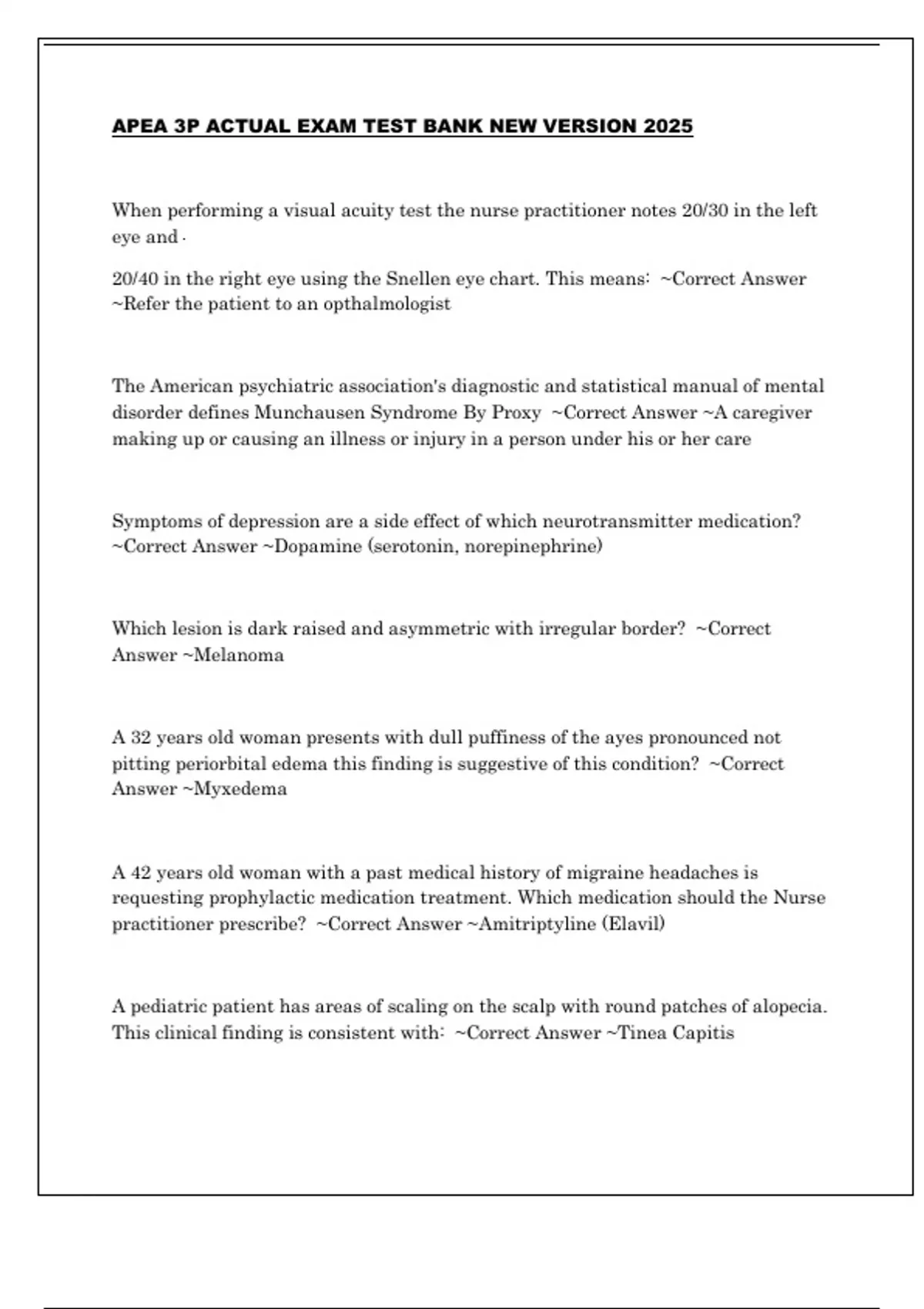 APEA 3P ACTUAL EXAM TEST BANK NEW VERSION 2025 VERIFIED QUESTIONS AND ...