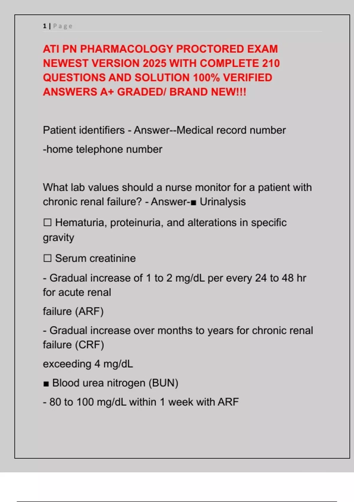ATI PN PHARMACOLOGY PROCTORED EXAM NEWEST VERSION 2025 WITH COMPLETE 210 QUESTIONS AND SOLUTION ...