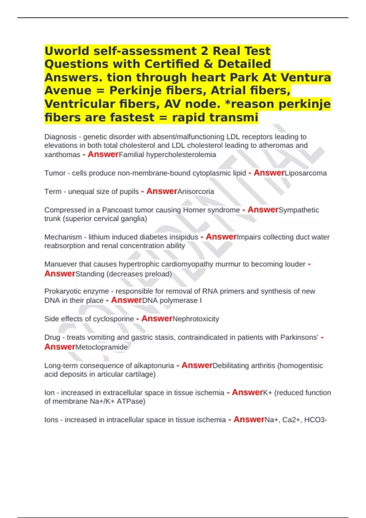 Uworld self-assessment 2 Real Test Questions with Certified & Detailed ...
