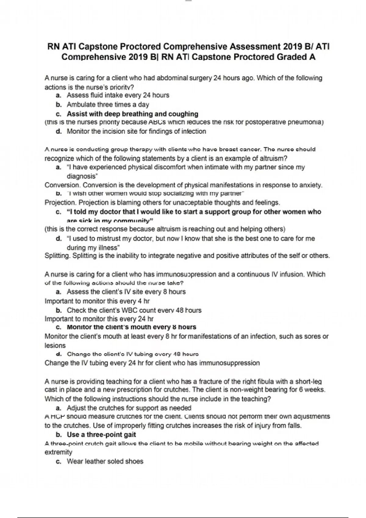 RN ATI Capstone Proctored Comprehensive Assessment 2019 B/ ATI ...