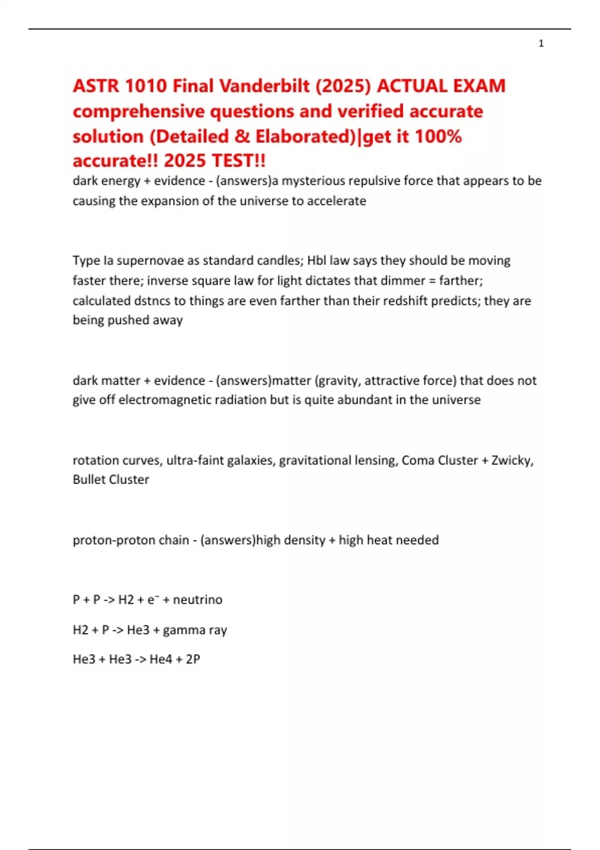 ASTR 1010 Final Vanderbilt (2025) ACTUAL EXAM comprehensive questions and verified accurate ...