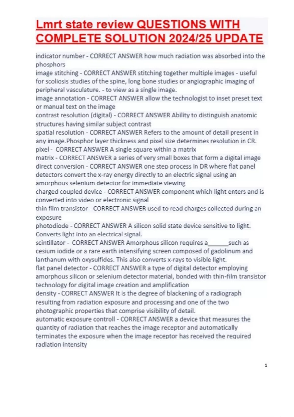 Lmrt state review QUESTIONS WITH COMPLETE SOLUTION 202425 UPDATE - LMRT ...
