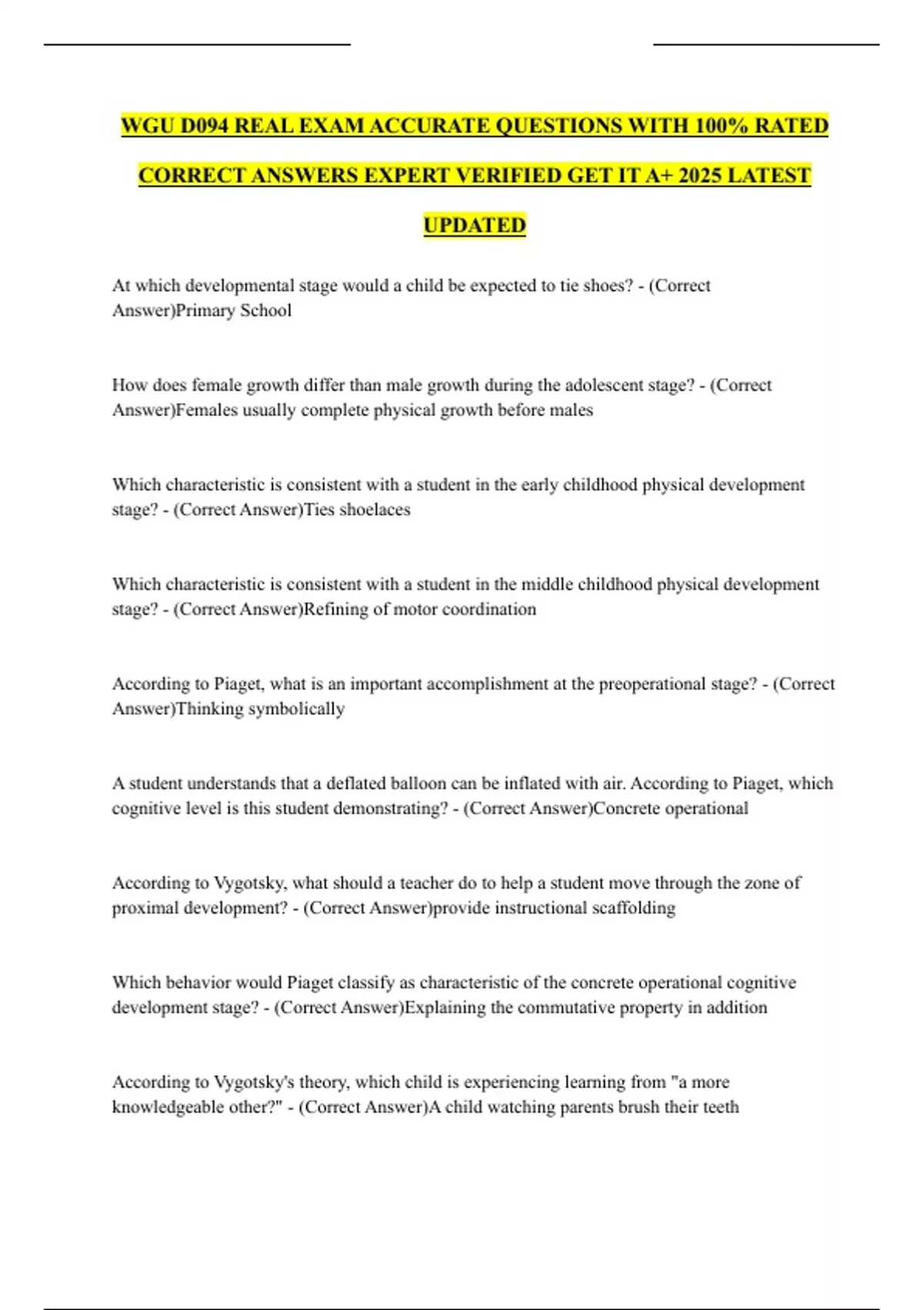 WGU D094 REAL EXAM ACCURATE QUESTIONS WITH 100% RATED CORRECT ANSWERS ...