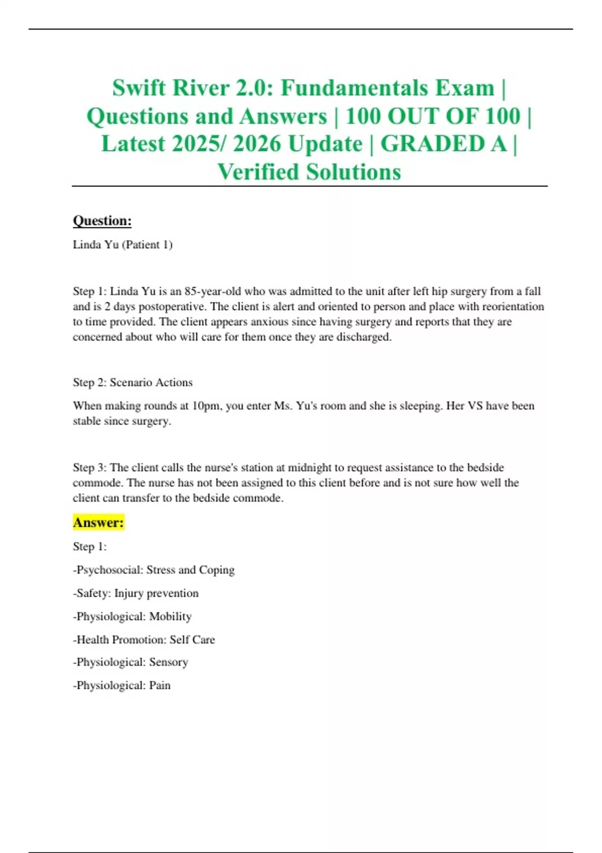 Swift River 2.0: Fundamentals Exam | Questions and Answers | 100 OUT OF ...