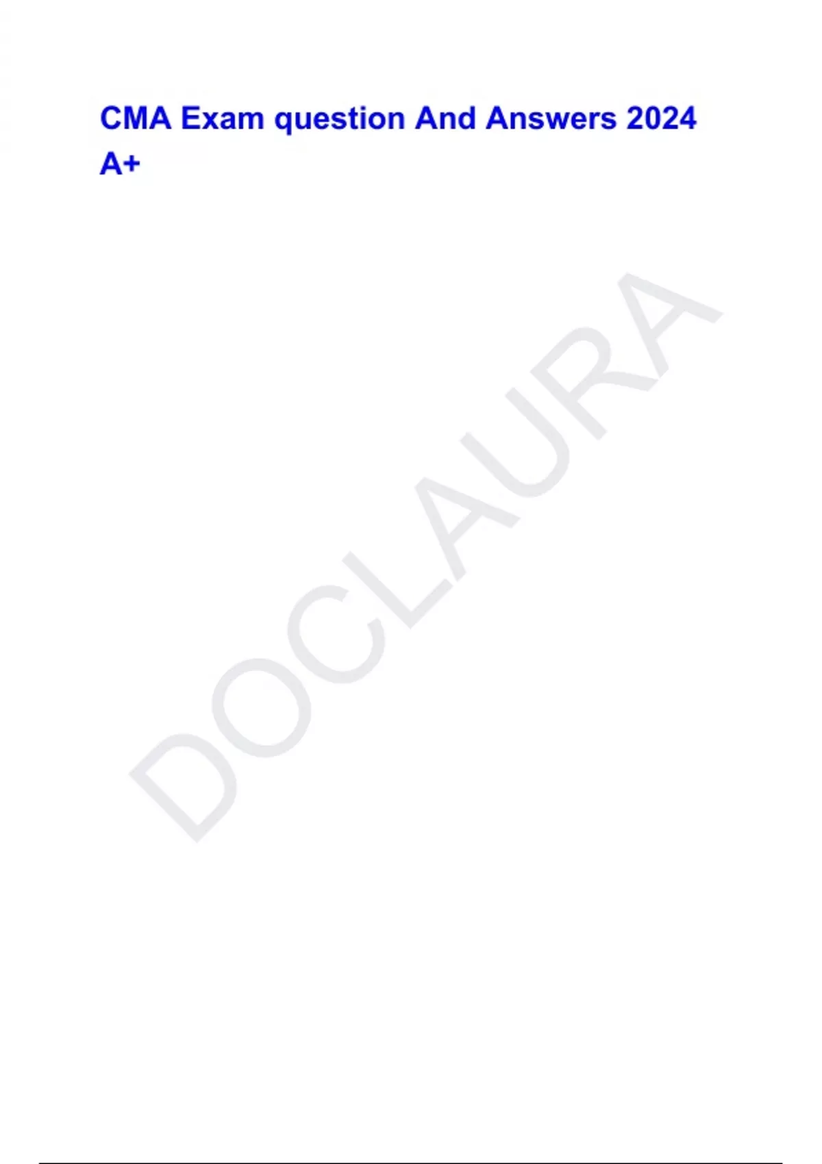 CMA Exam question And Answers 2024 A+ - MCA - Stuvia US