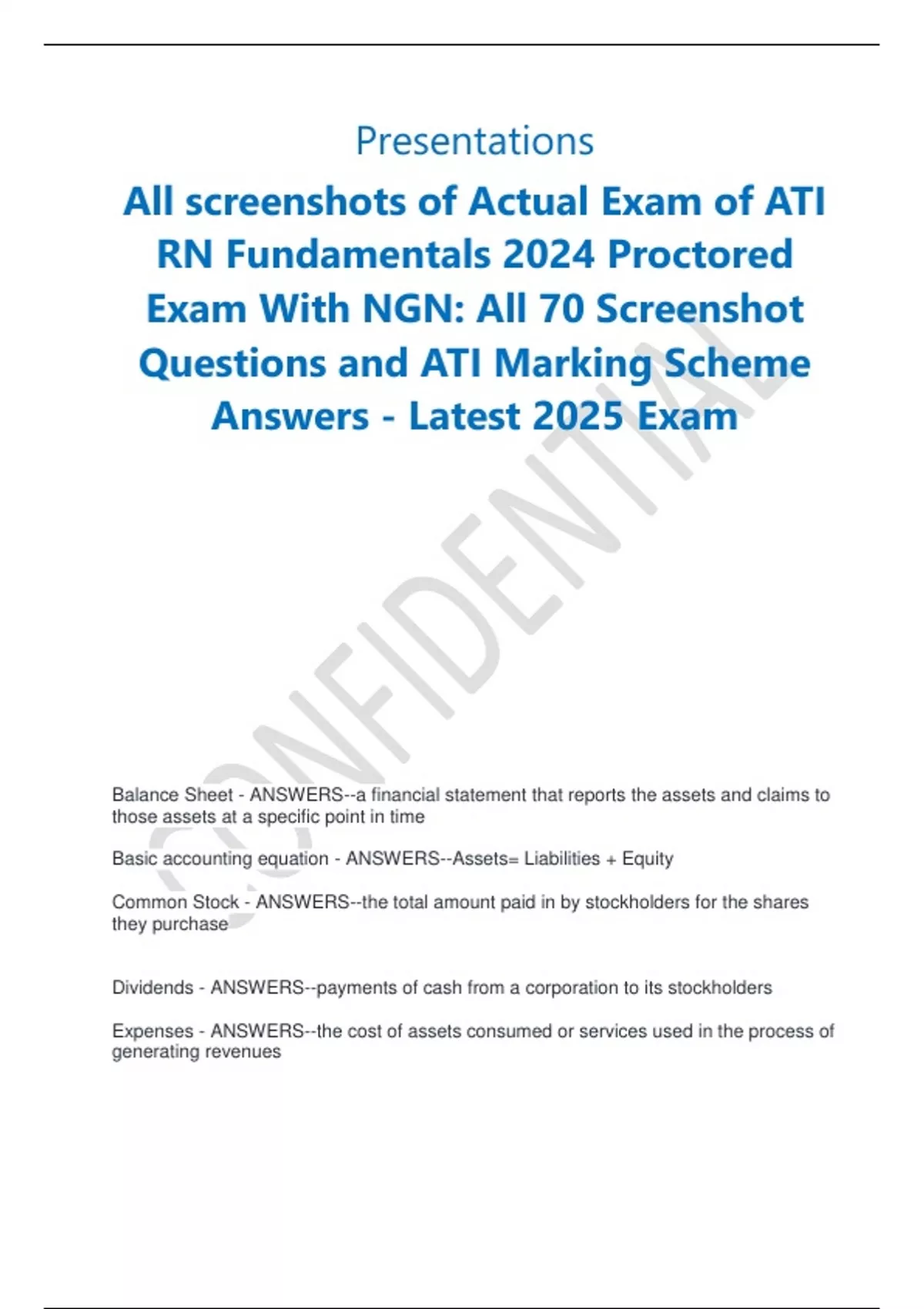 Presentations All screenshots of Actual Exam of ATI RN Fundamentals 2024 Proctored Exam With NGN ...