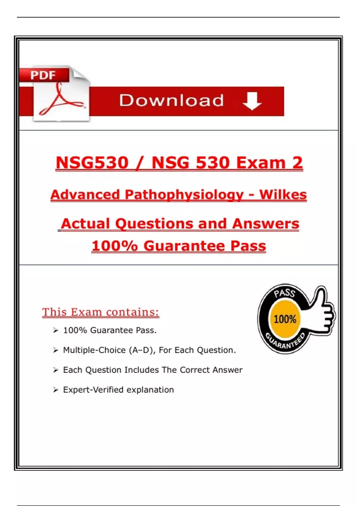 NSG 530 Exam 2 | Advanced Pathophysiology – Wilkes | 2025 Verified Questions & Answers | PDF ...