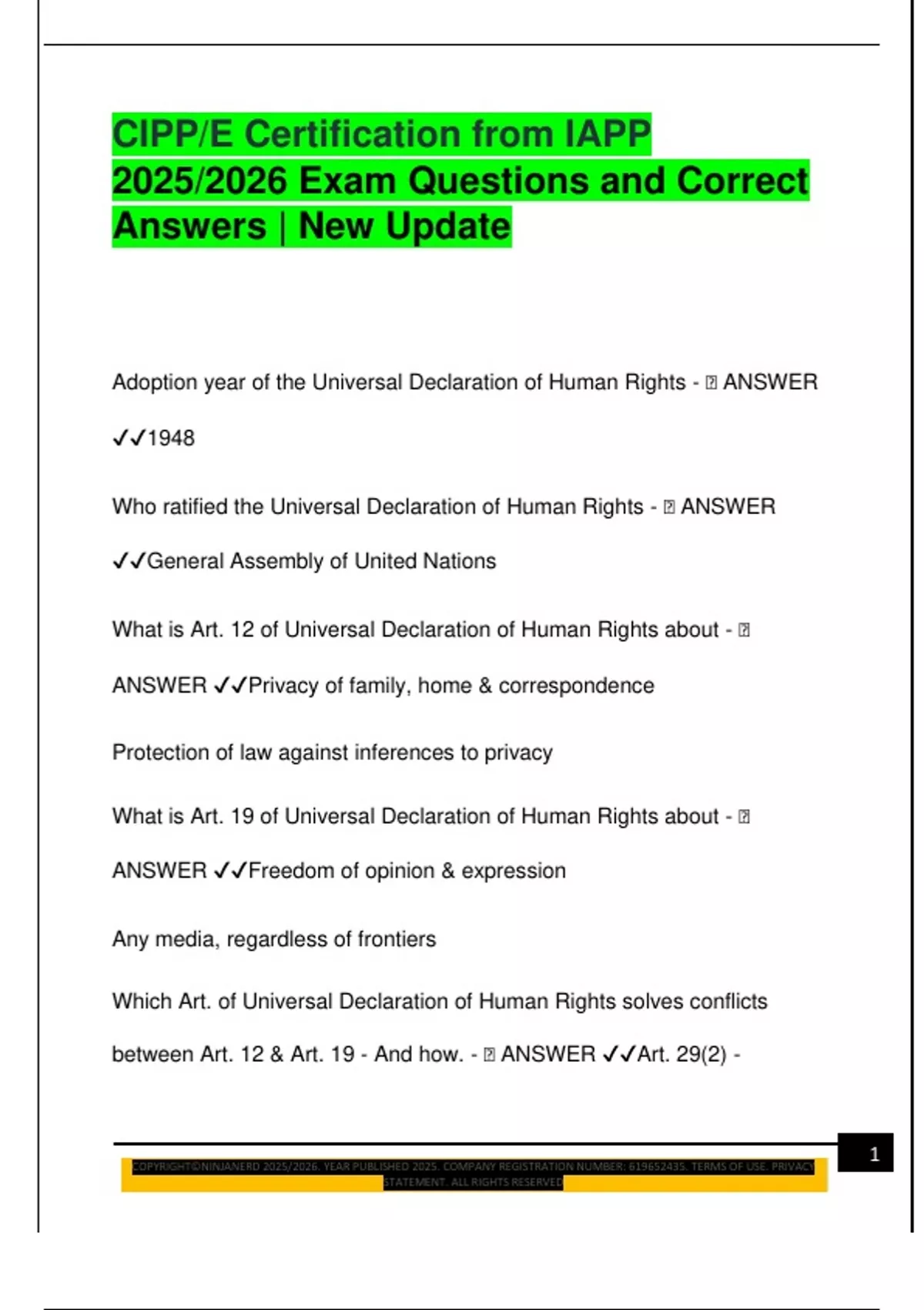 CIPP/E Certification from IAPP 2025/2026 Exam Questions and Correct Answers | New Update - CIPP ...