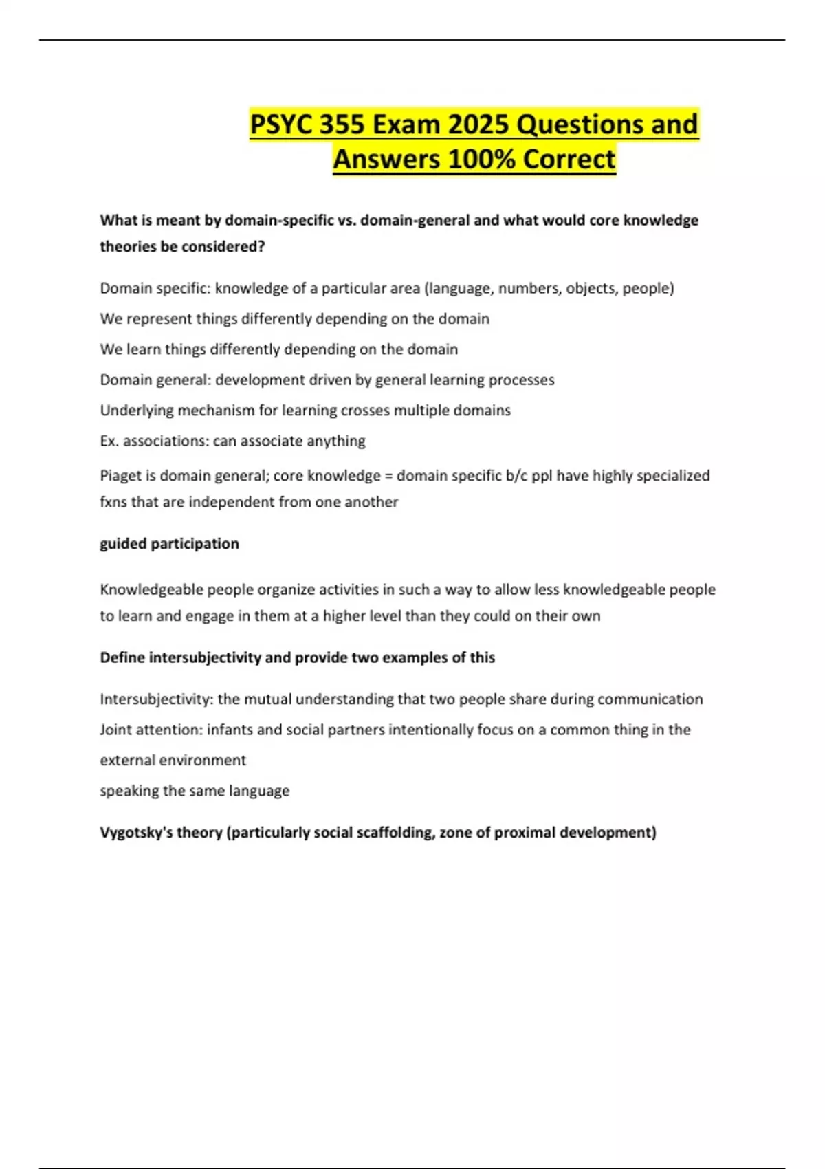 PSYC 355 Exam 2025 Questions and Answers 100% Correct - PSYC 355 - Stuvia US