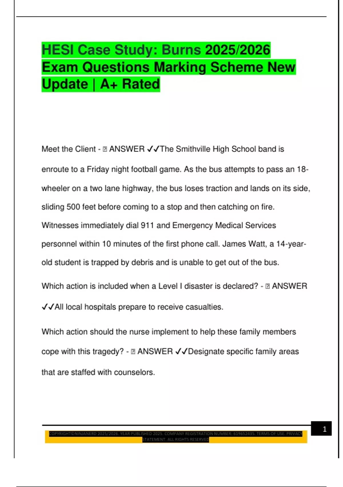 HESI Case Study: Burns 2025/2026 Exam Questions Marking Scheme New ...