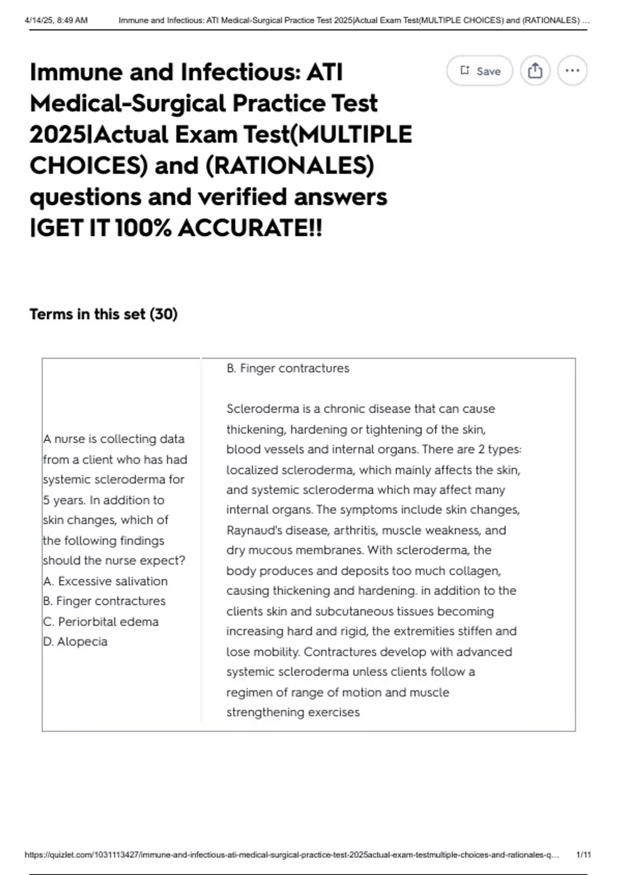 Immune and Infectious: ATI Medical-Surgical Practice Test 2025|Actual ...