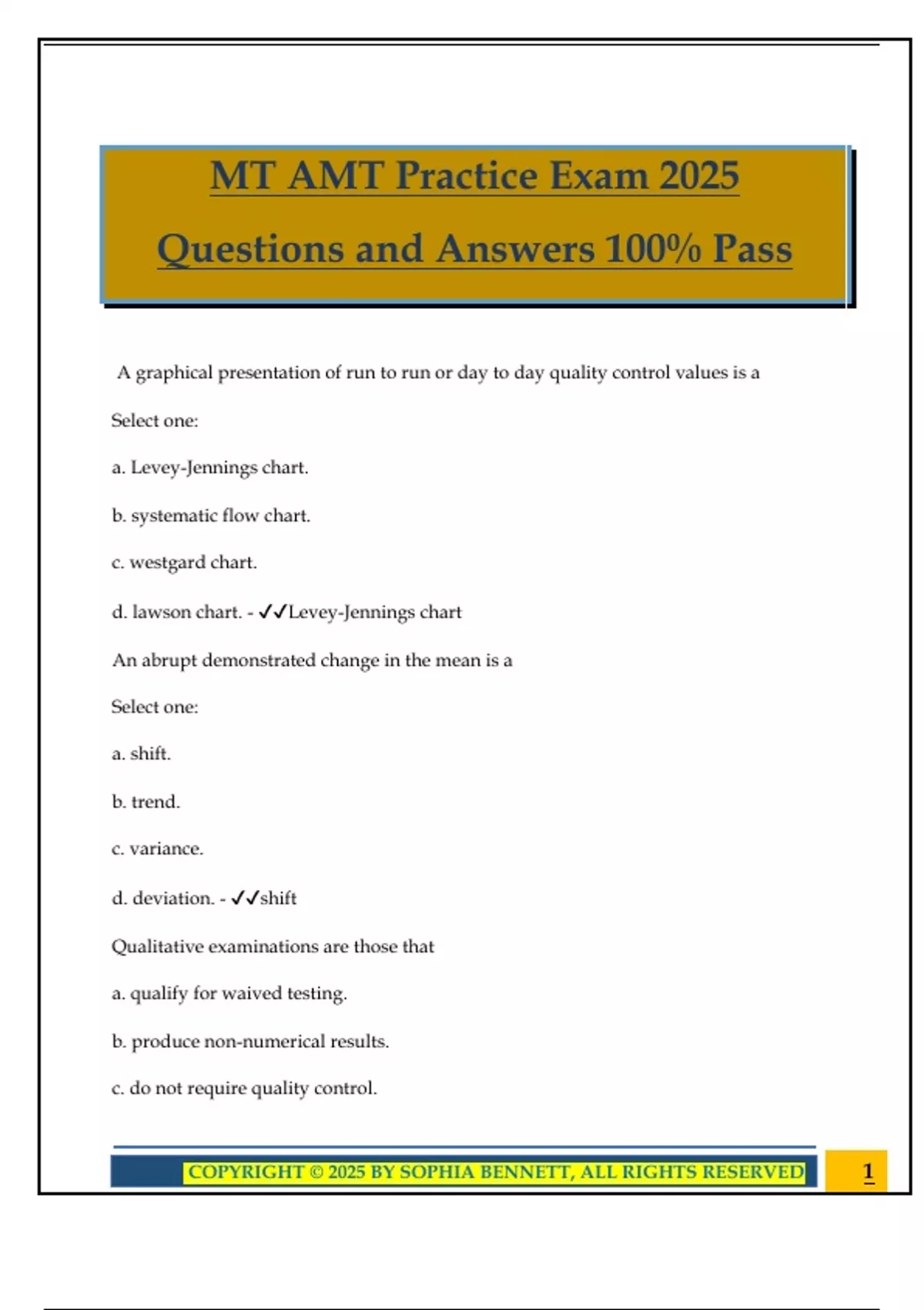 AMT Bundled Exams Questions and Answers 100% Pass Guaranteed Updated ...