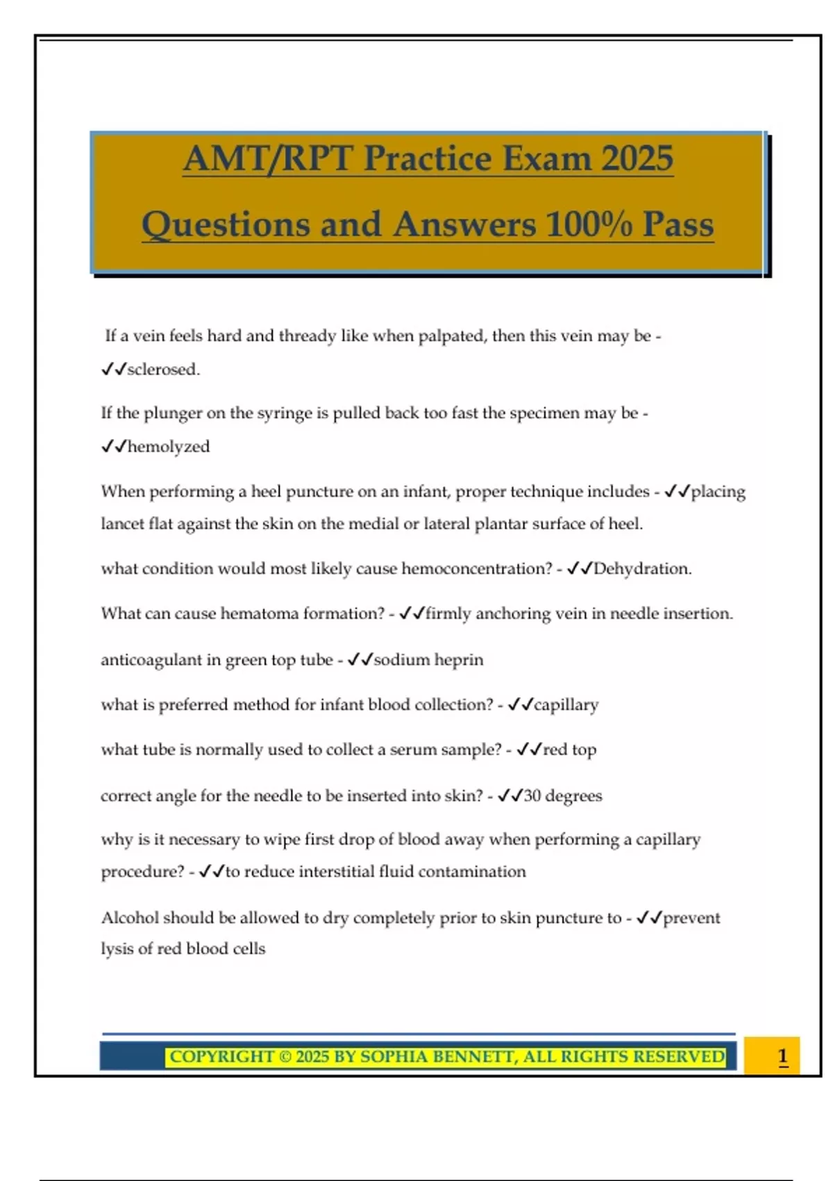 AMT/RPT Practice Exam 2025 Questions and Answers 100% Pass - AMT - Stuvia US