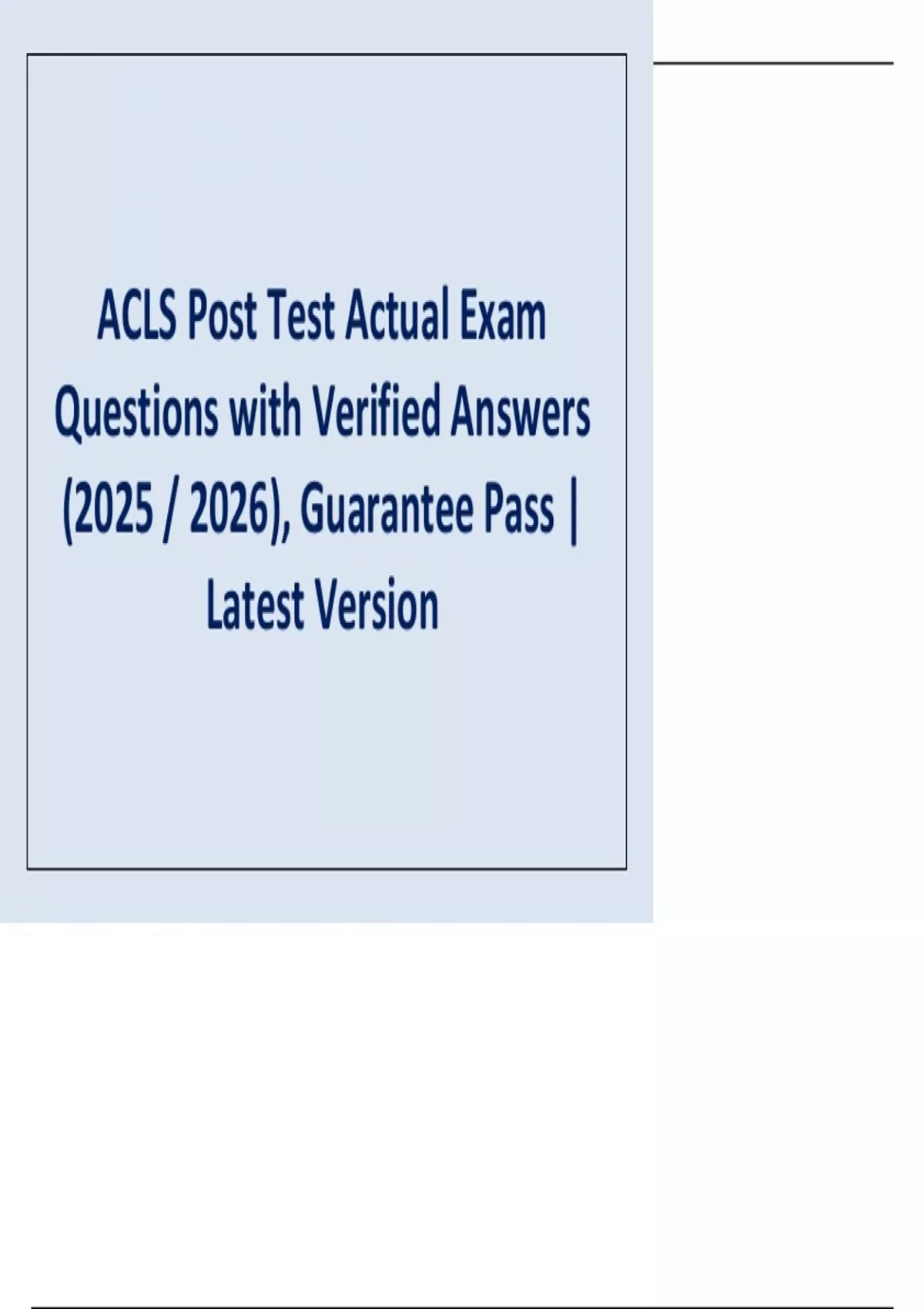 ACLS Post Test Actual Exam Questions with Verified Answers (2025 / 2026 ...
