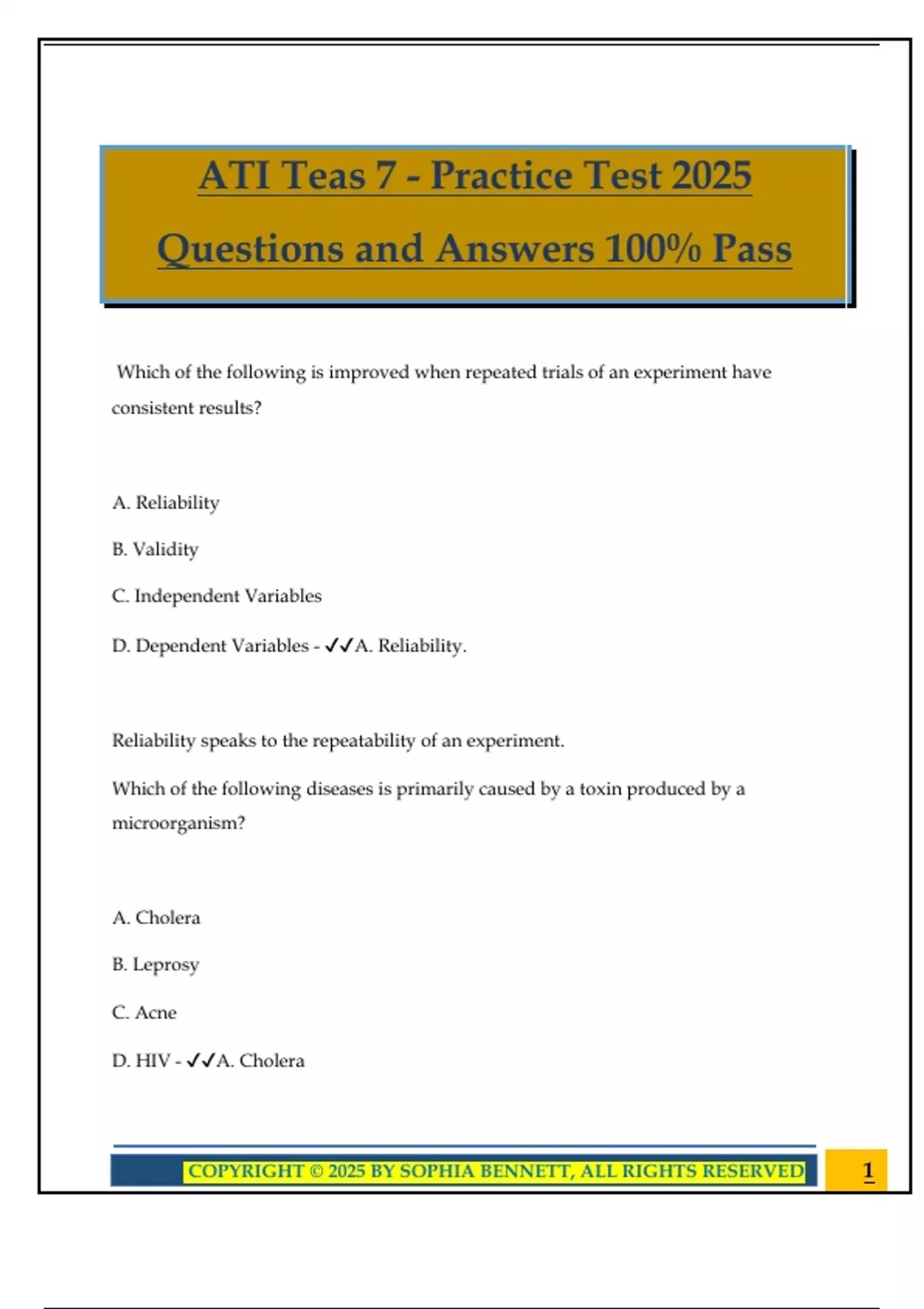 ATI Teas 7 - Practice Test 2025 Questions and Answers 100% Pass - ATI ...