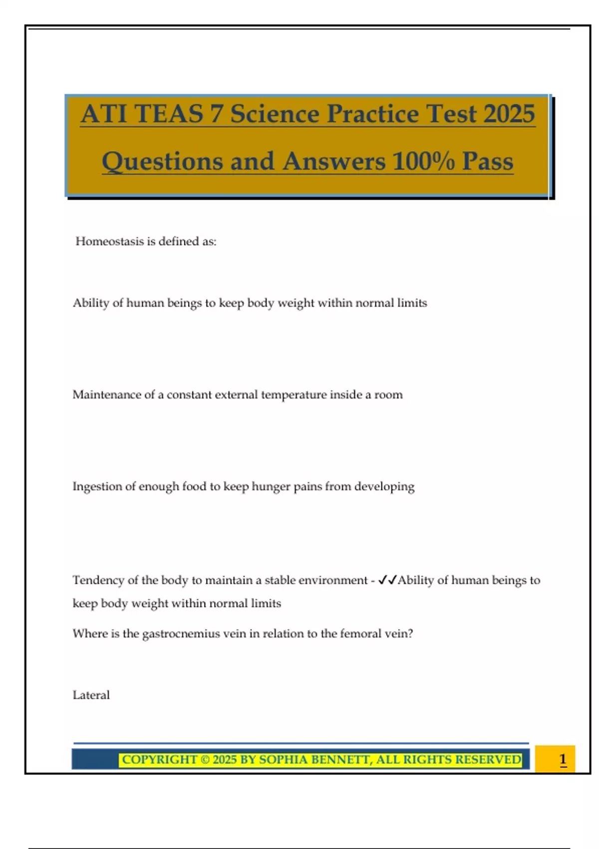 ATI TEAS 7 Science Practice Test 2025 Questions and Answers 100% Pass ...