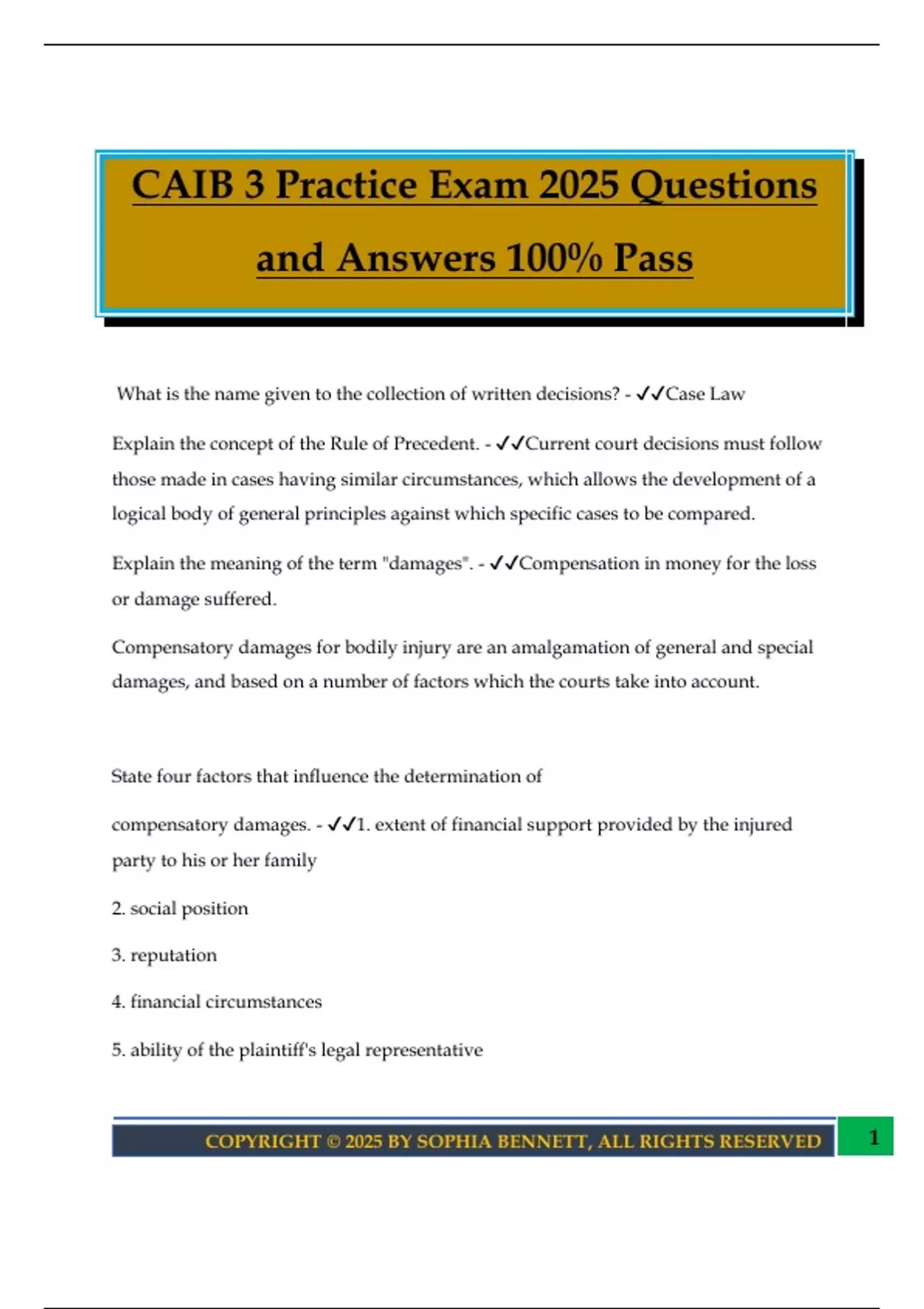 CAIB 3 Practice Exam 2025 Questions and Answers 100% Pass - CAIB 3 ...
