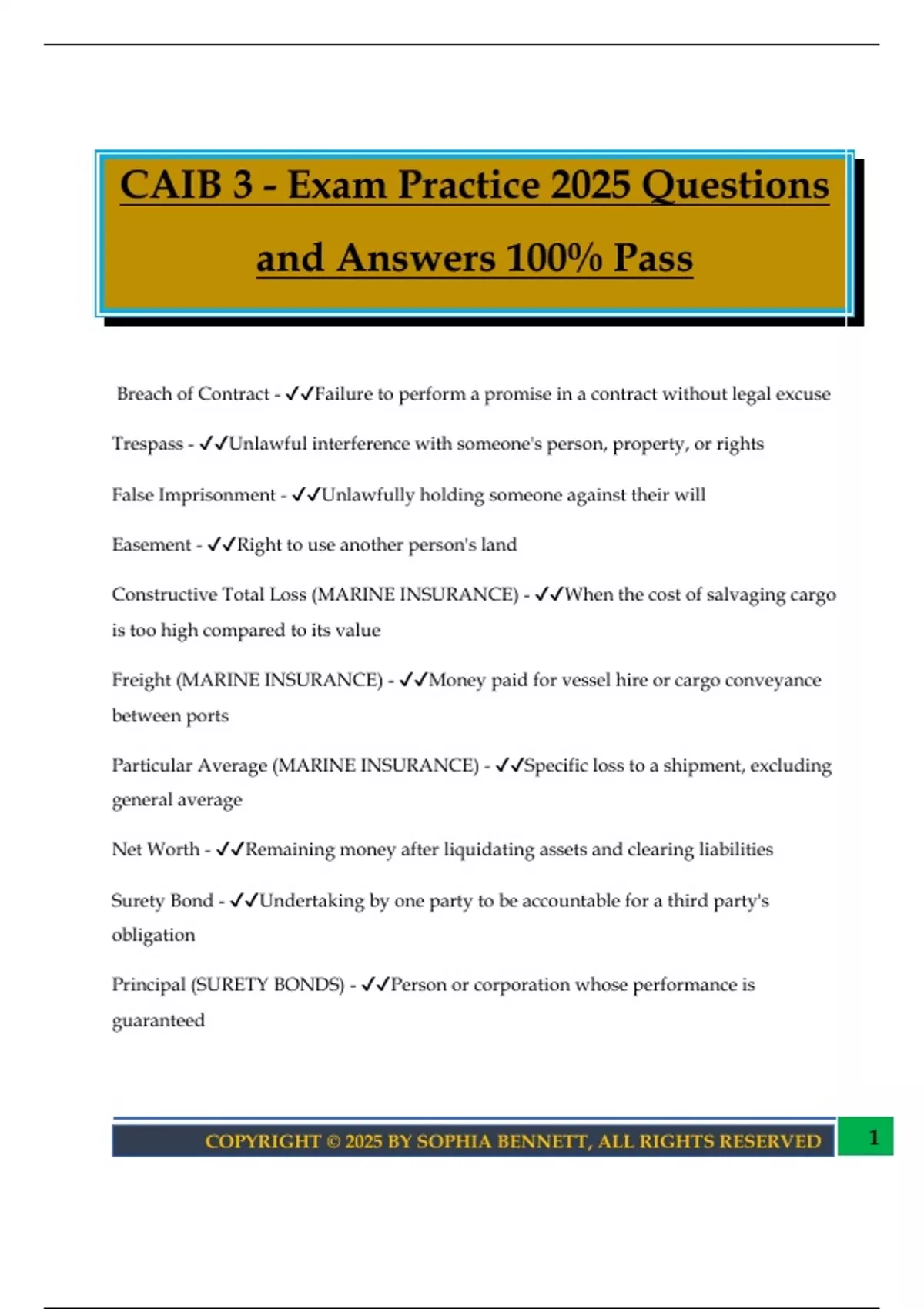 CAIB 3 - Exam Practice 2025 Questions and Answers 100% Pass - CAIB 3 ...