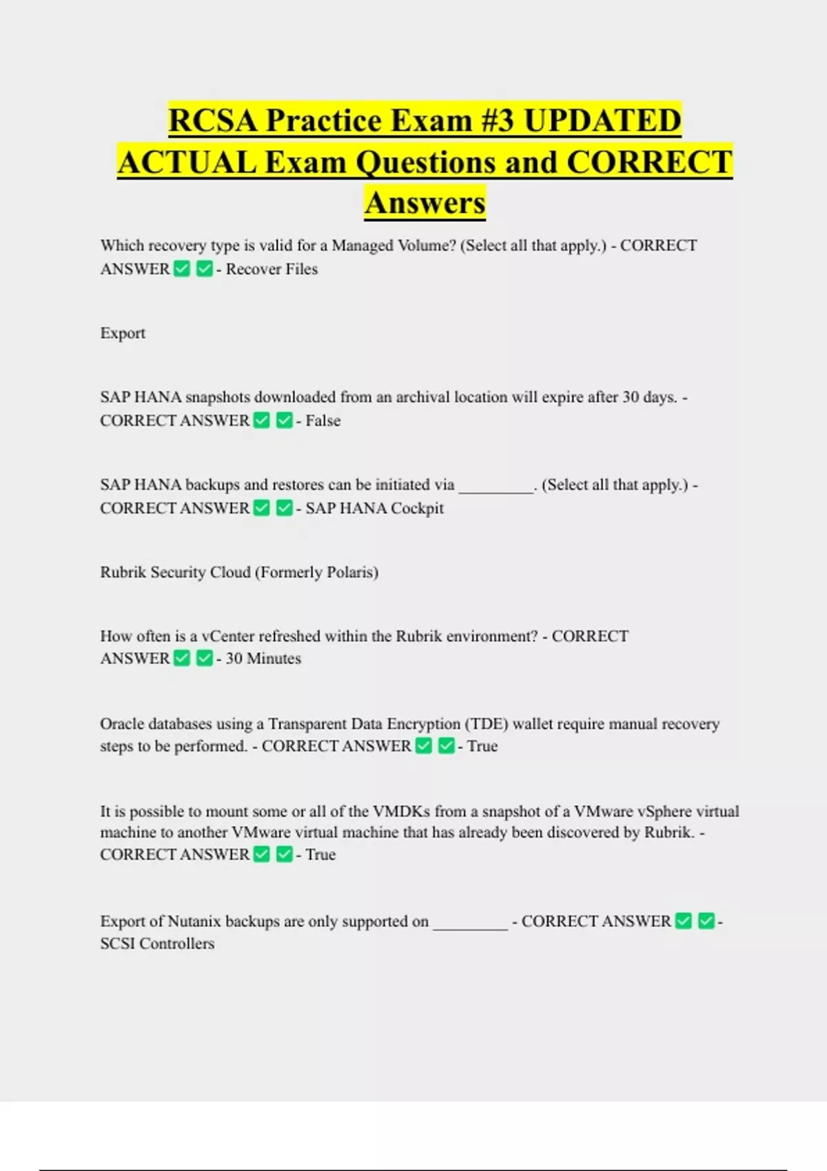 RCSA Practice Exam #3 UPDATED ACTUAL Exam Questions and CORRECT Answers ...