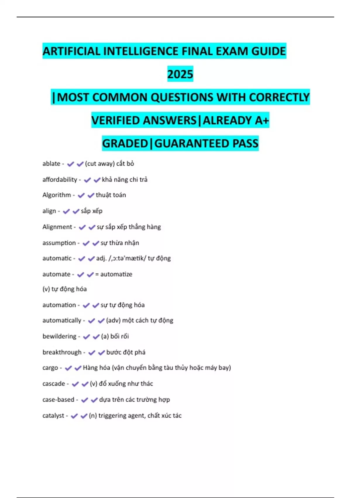 ARTIFICIAL INTELLIGENCE FINAL EXAM GUIDE 2025 |MOST COMMON QUESTIONS ...