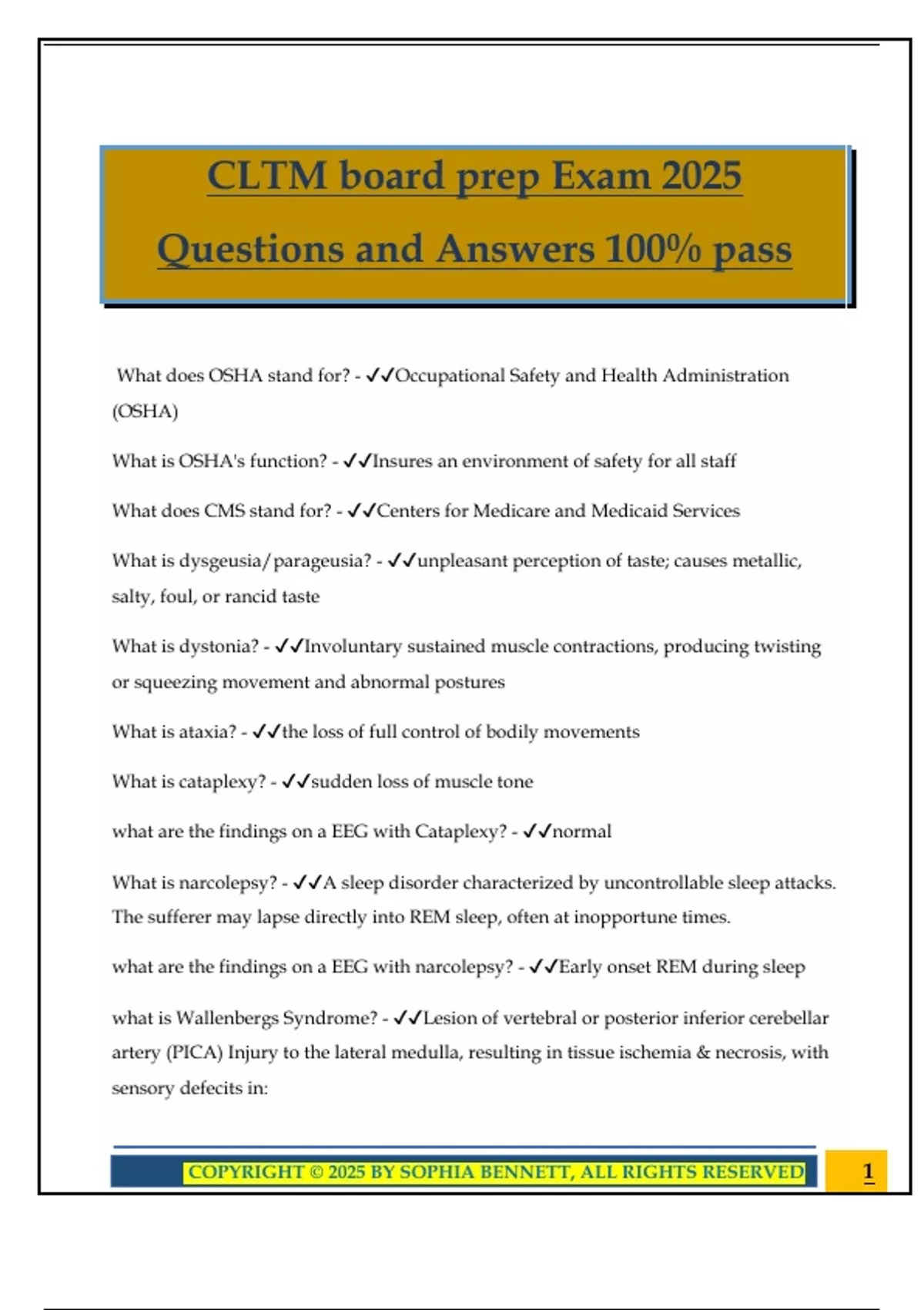CLTM Bundled Exams 2025 Questions and Answers 100% Pass Guaranteed ...