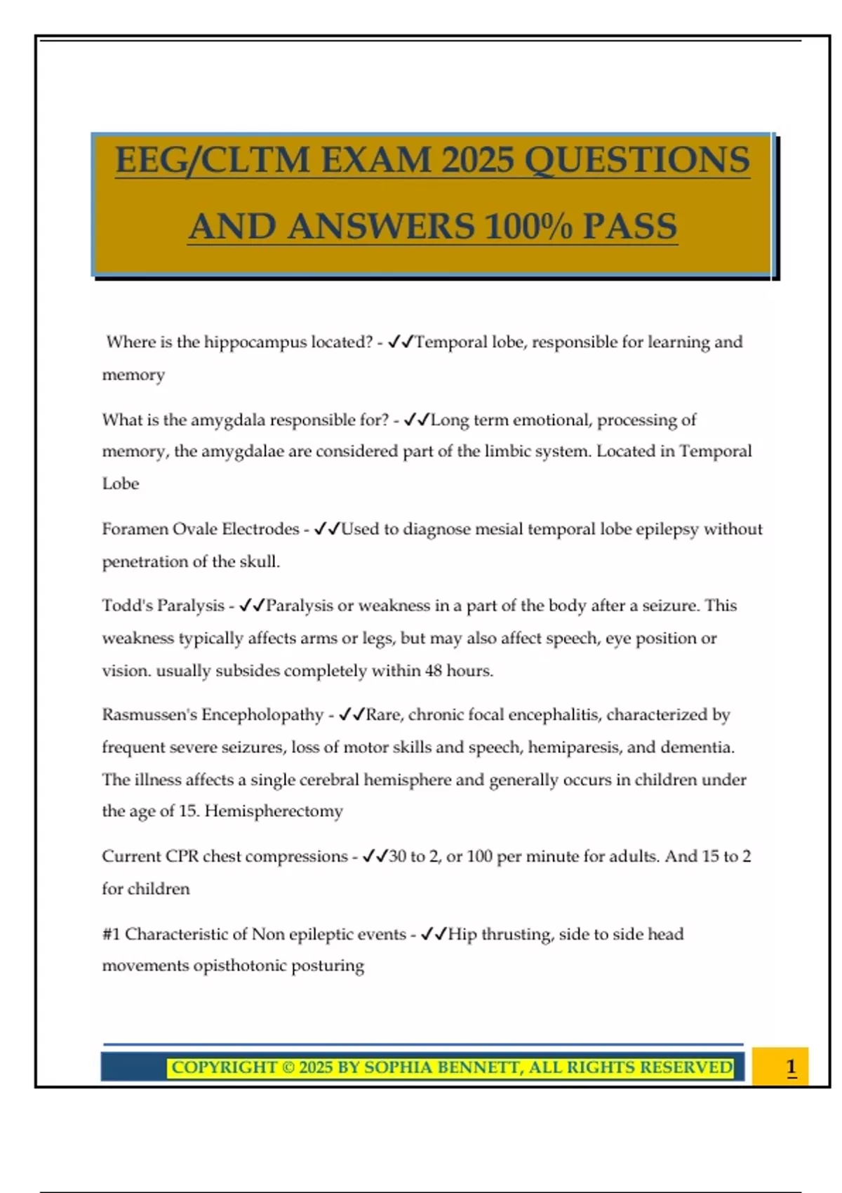 EEG/CLTM EXAM 2025 QUESTIONS AND ANSWERS 100% PASS - Cltm - Stuvia US