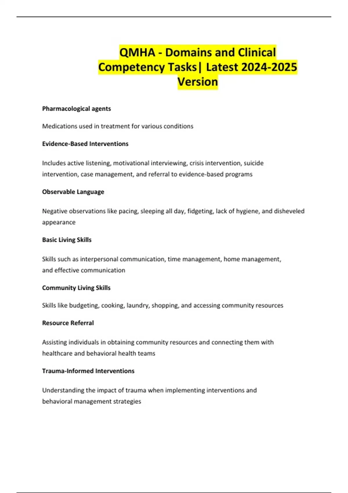 QMHA - Domains and Clinical Competency Tasks| Latest Version - QMHA ...