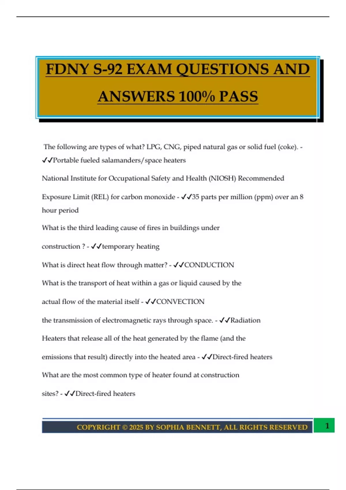 FDNY S-92 EXAM QUESTIONS AND ANSWERS 100% PASS - FDNY S-92 - Stuvia US