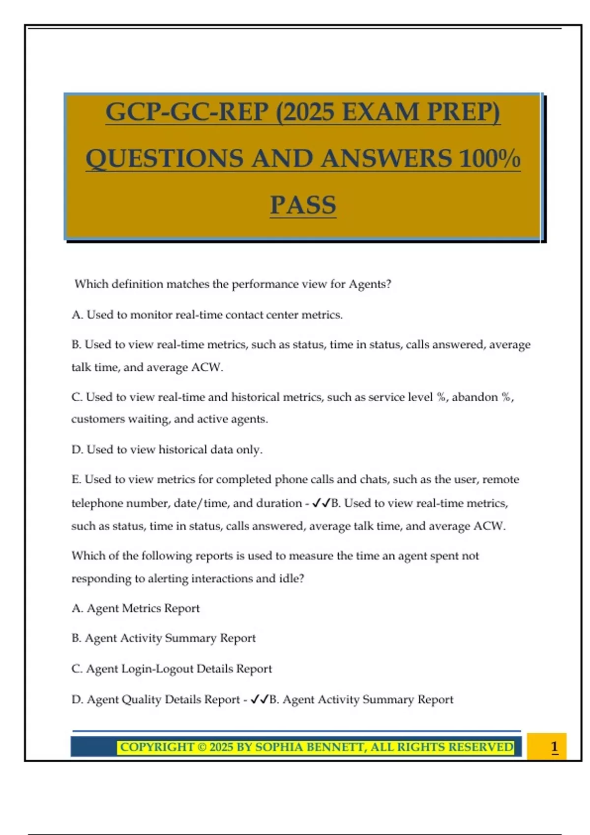 GCP-GC-REP (2025 EXAM PREP) QUESTIONS AND ANSWERS 100% PASS - GCP-GC-REP - Stuvia US