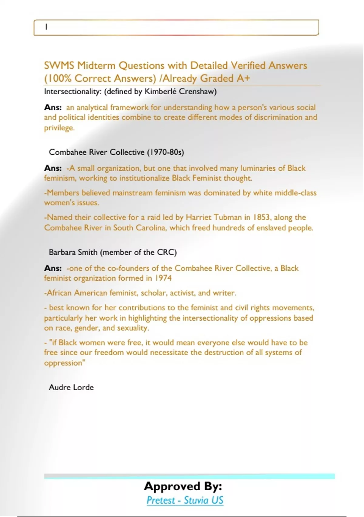 SWMS Midterm Questions with Detailed Verified Answers (100% Correct ...