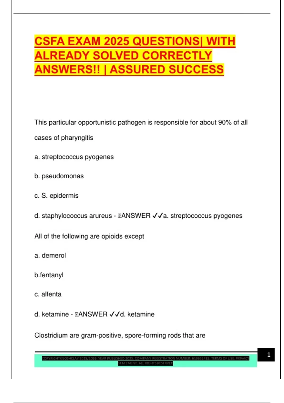 CSFA EXAM 2025 QUESTIONS| WITH ALREADY SOLVED CORRECTLY ANSWERS ...