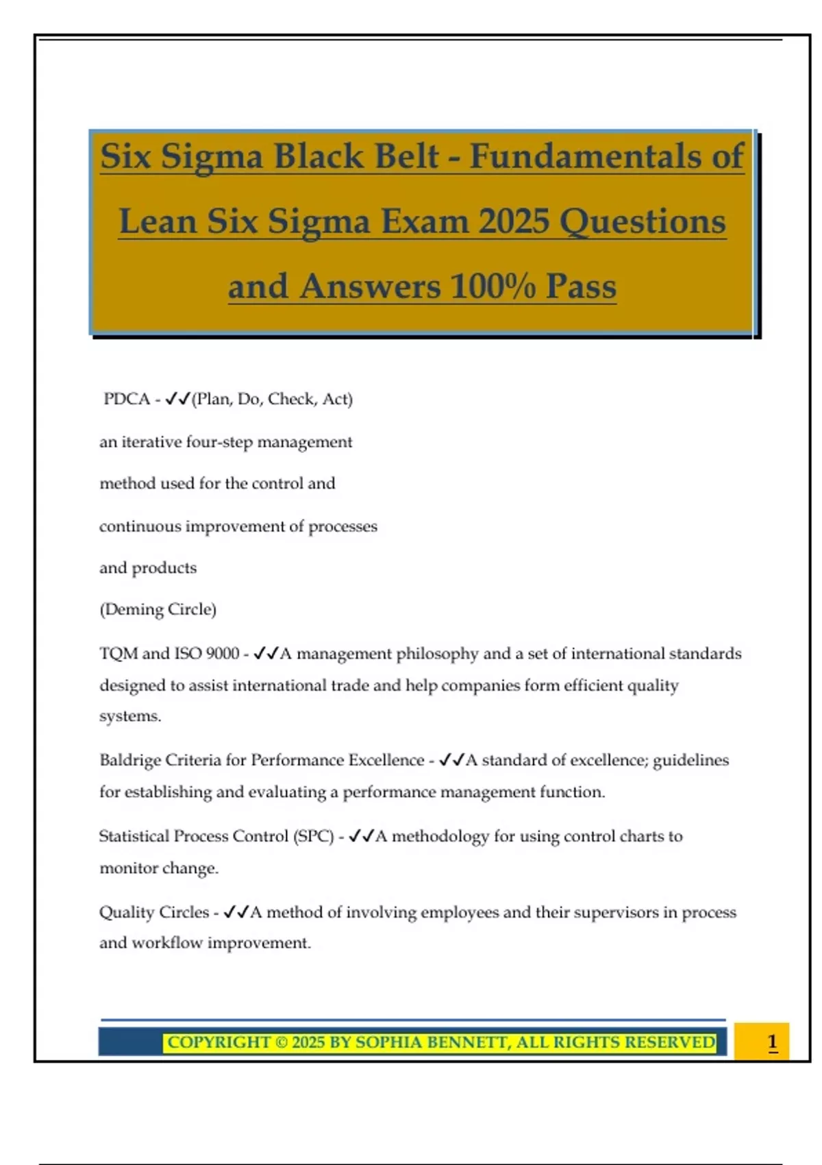Six Sigma Black Belt - Fundamentals of Lean Six Sigma Exam 2025 ...