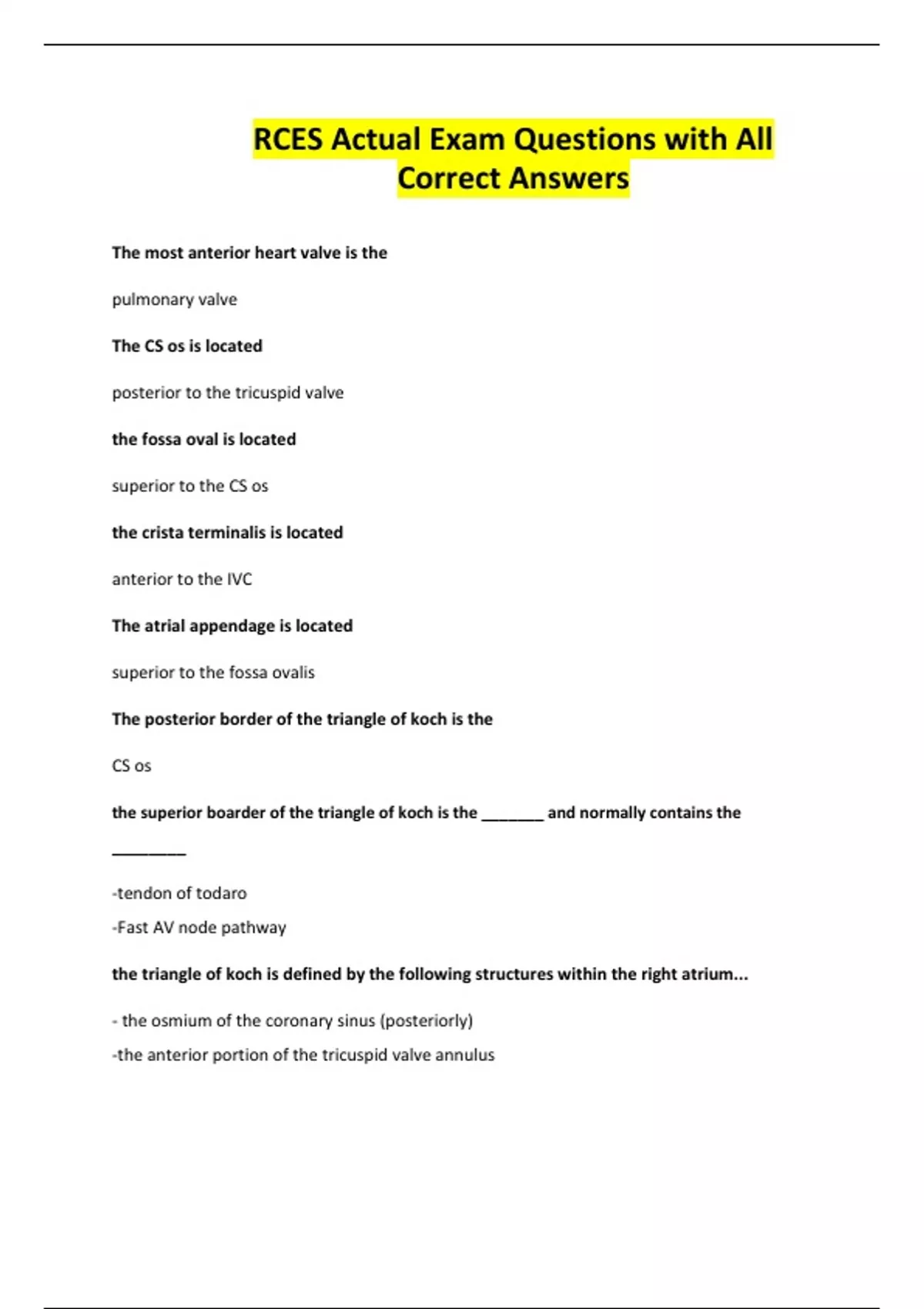 RCES Actual Exam Questions with All Correct Answers - RCES - Stuvia US