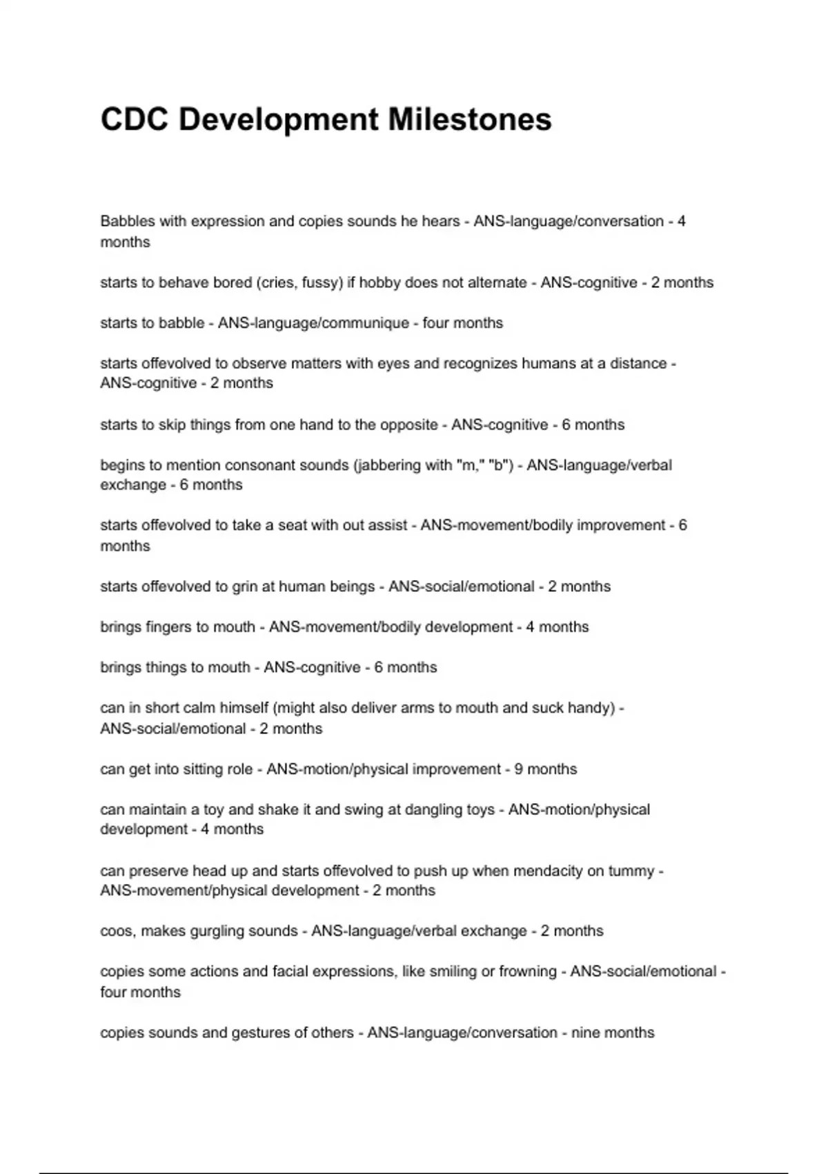 CDC Development Milestones NEWEST 2025/2026 ACTUAL EXAM COMPLETE ...