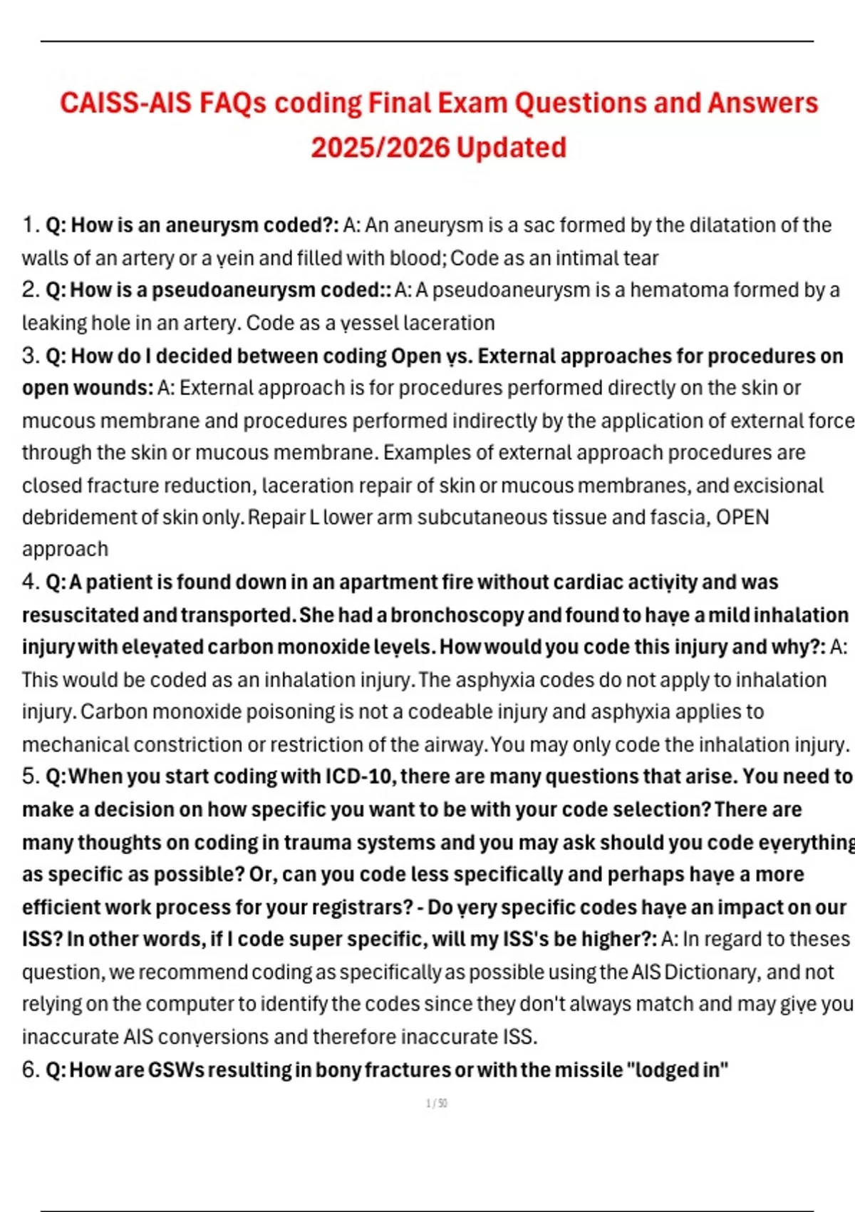 CAISS-AIS FAQs coding Final Exam Questions and Answers 2025/2026 ...