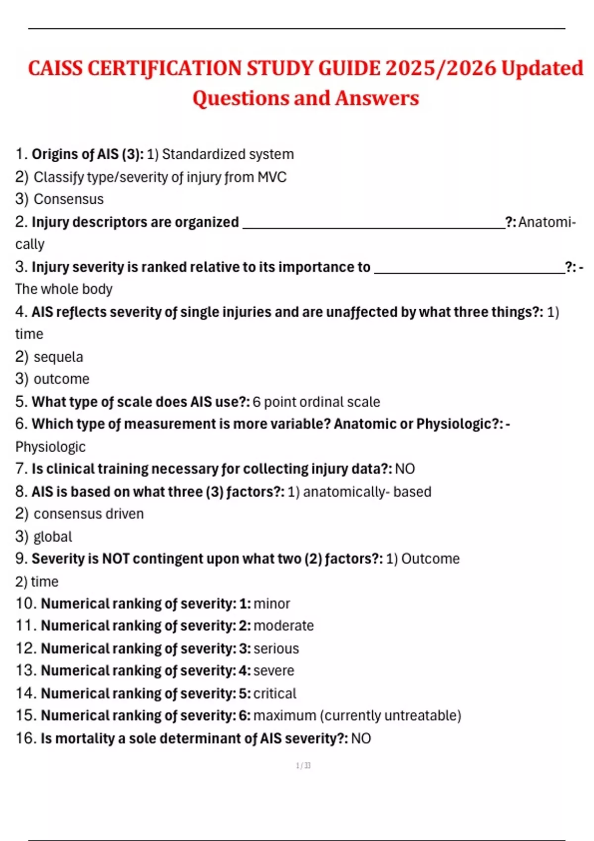 CAISS CERTIƑICATION STUDY GUIDE 2025/2026 Updated Questions and Answers ...