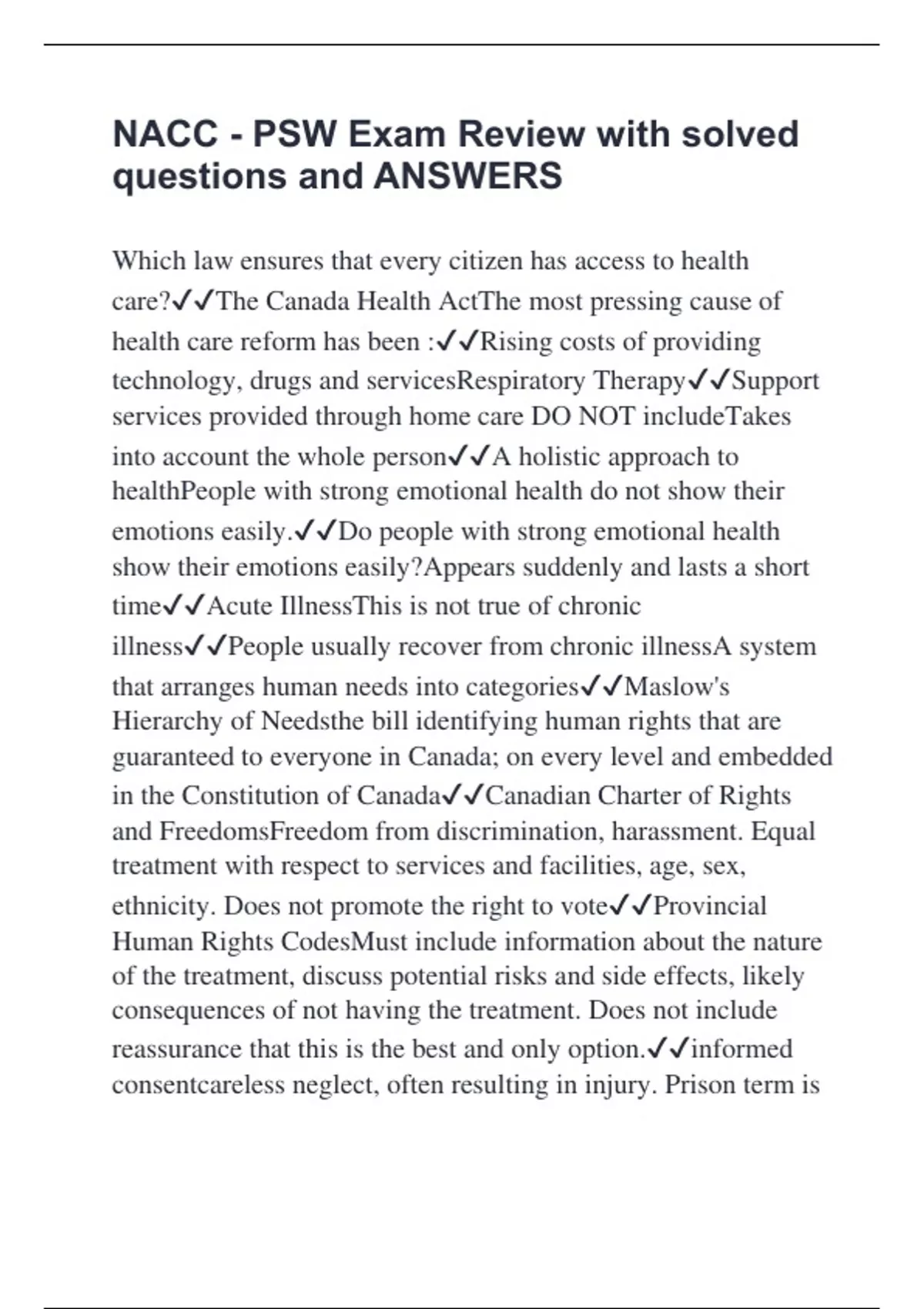 NACC - PSW Exam Review with solved questions and ANSWERS - NACC - PSW ...