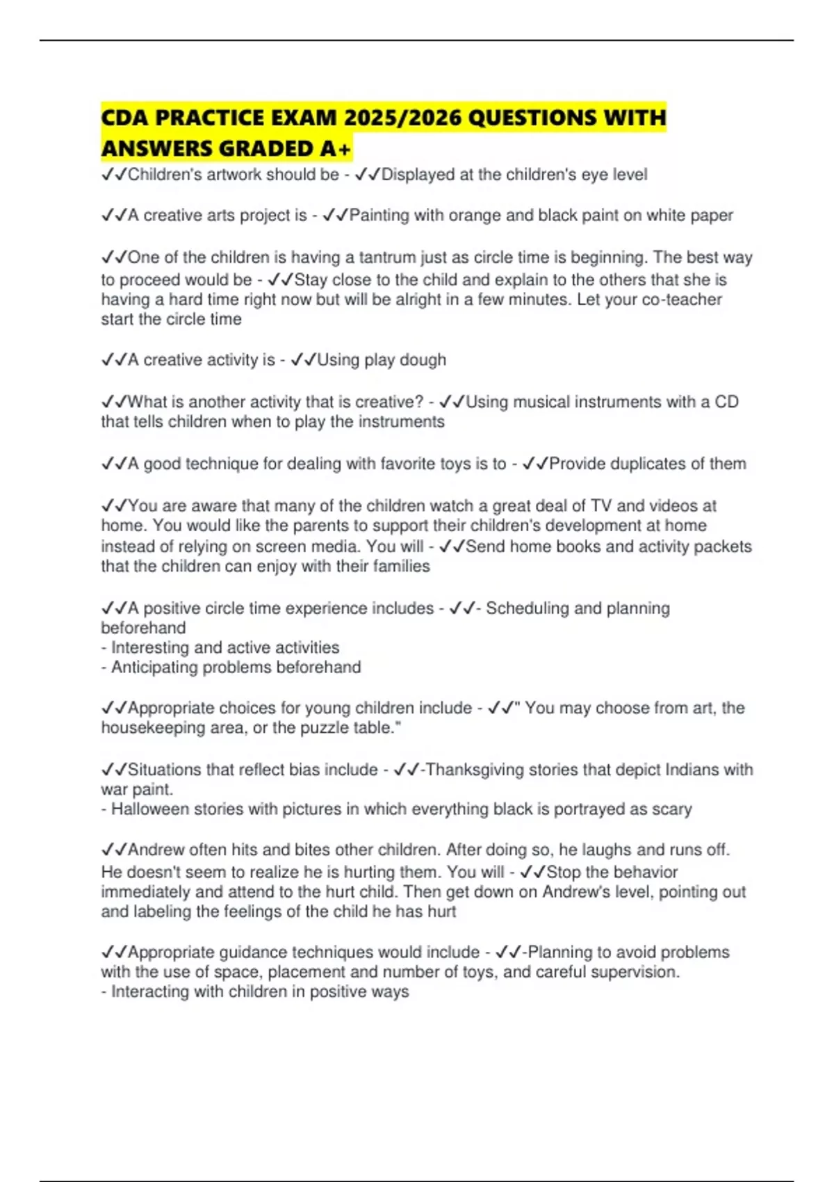 CDA PRACTICE EXAM 2025/2026 QUESTIONS WITH ANSWERS GRADED A+ - CDA ...