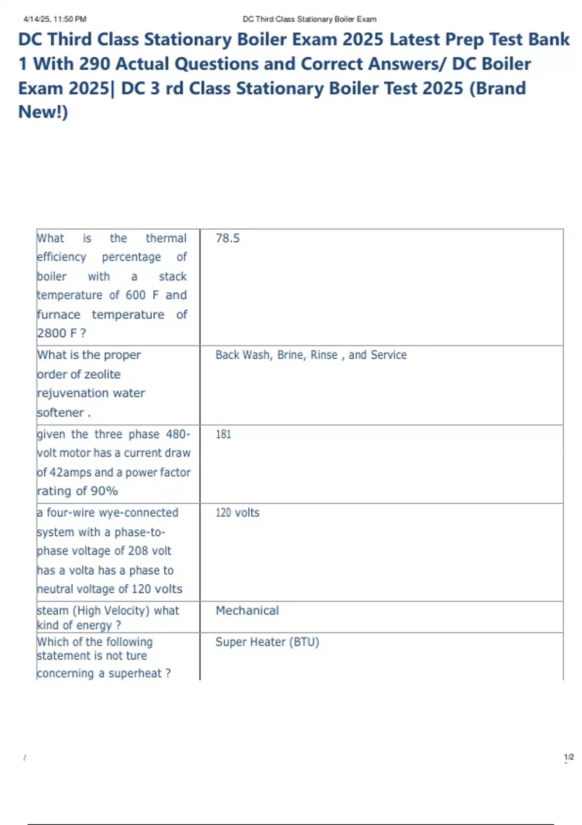 DC Third & 5TH Class Stationary Boiler Exam 2025 Latest Prep Test Bank ...